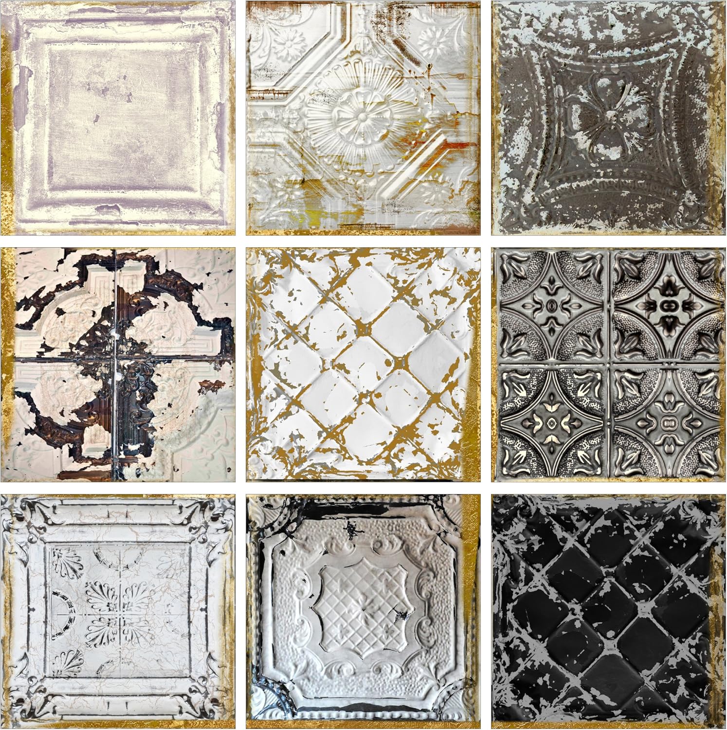 Amazon.com: The Stupell Home Décor Collection Vintage Tin Tiles 9 pc ...