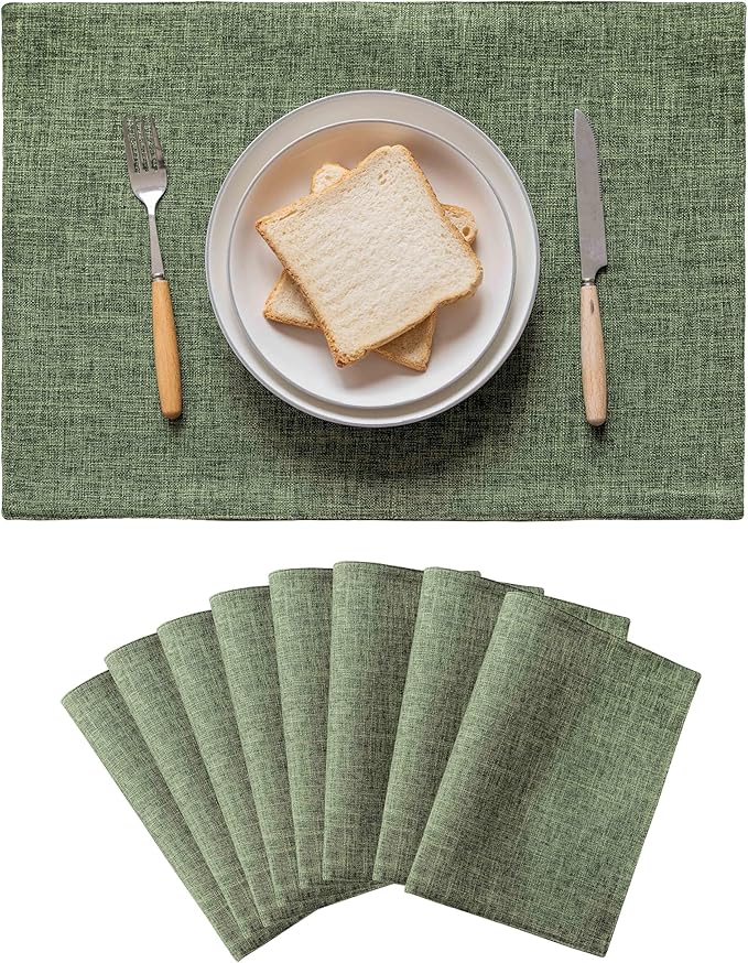 Amazon.com: Home Brilliant Linen Cloth Placemats Set of 8 Heat ...