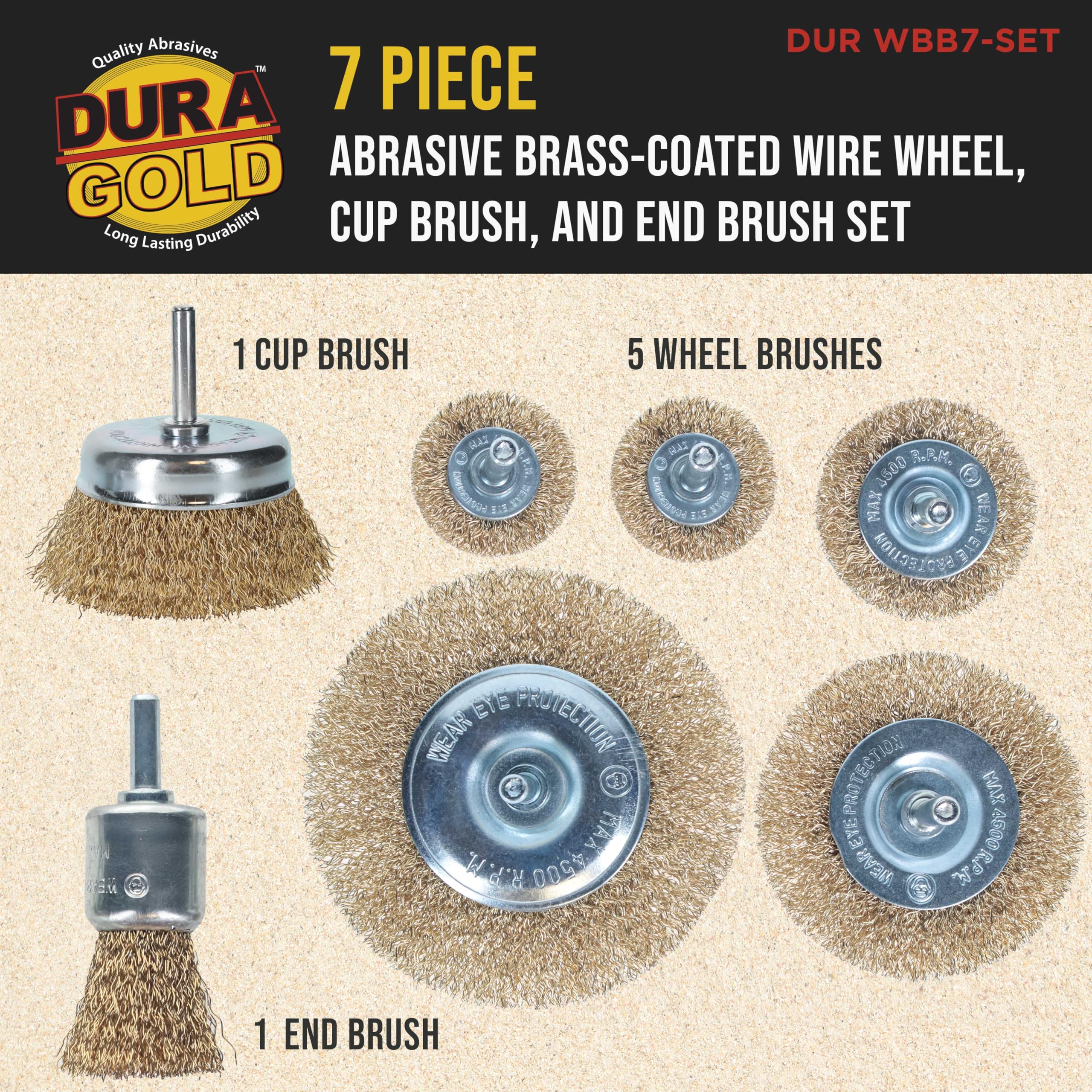 Snapklik.com : Dura-Gold 7-Piece Abrasive Brass-Coated Wire Wheel, Cup Brush, And End Brush Set ...