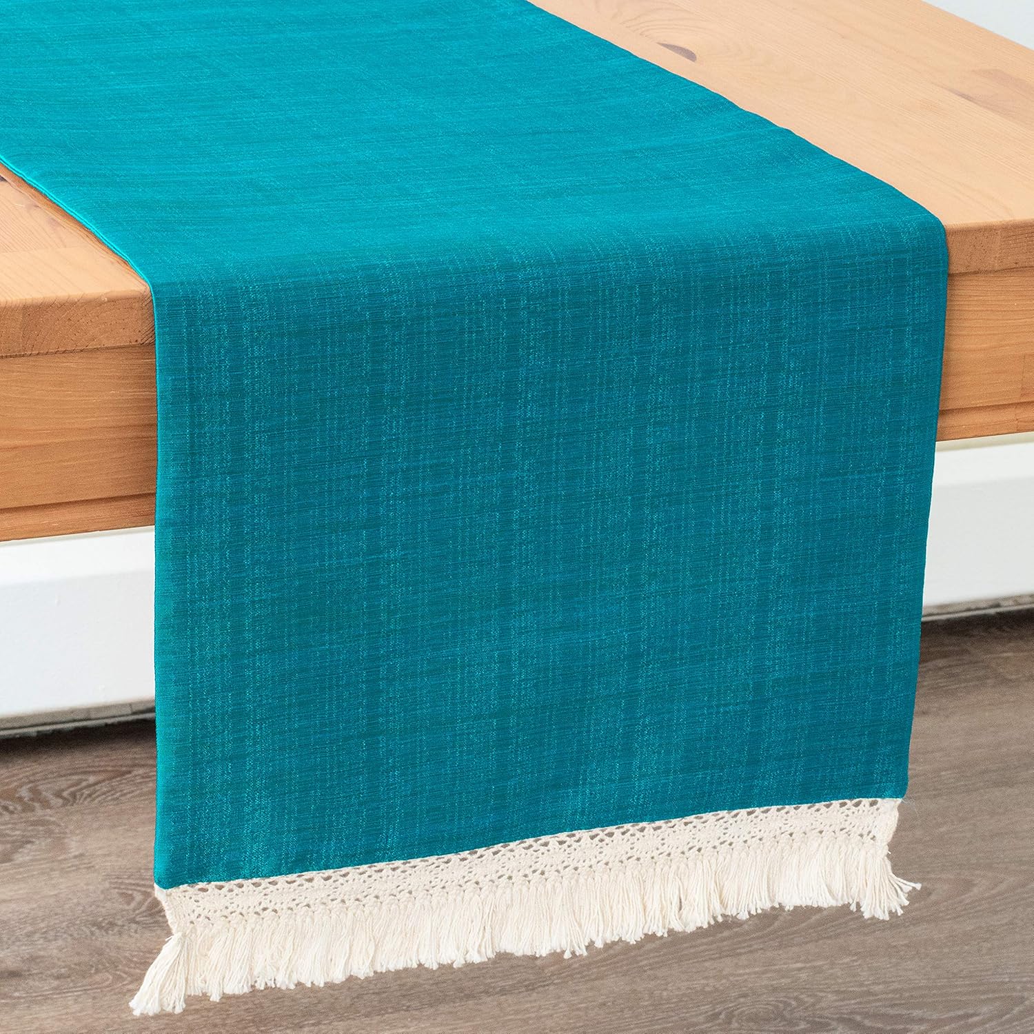 Amazon.com: Turquoise Long Table Runners With Macrame Lace Boho Decor ...