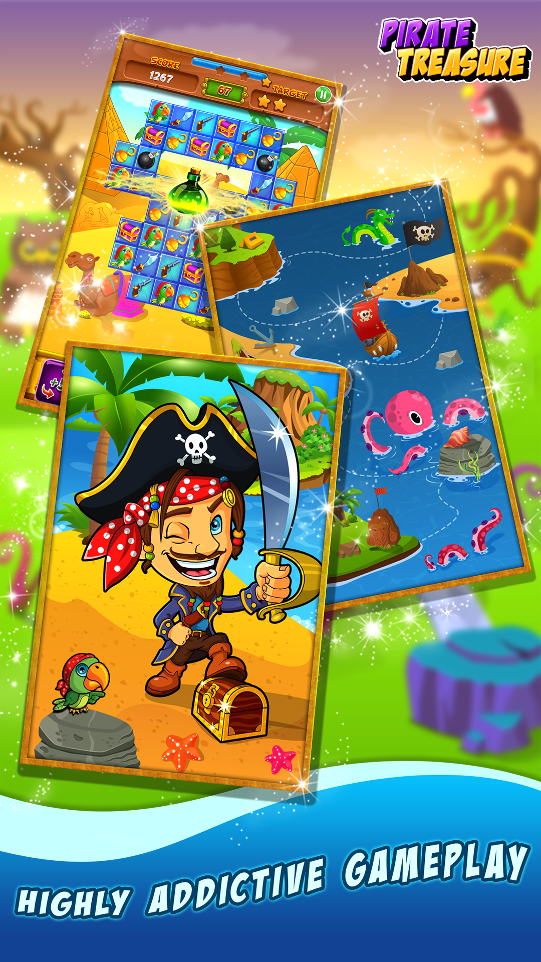 Pirate Treasure Match 3 Adventure - 355 exciting match-3 puzzle levels ...