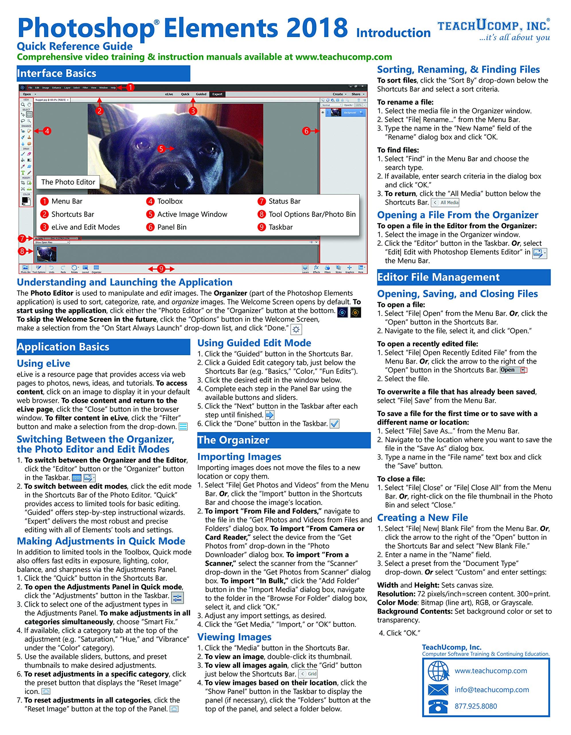 Adobe Photoshop Elements 2018 Introduction Quick Reference Training ...