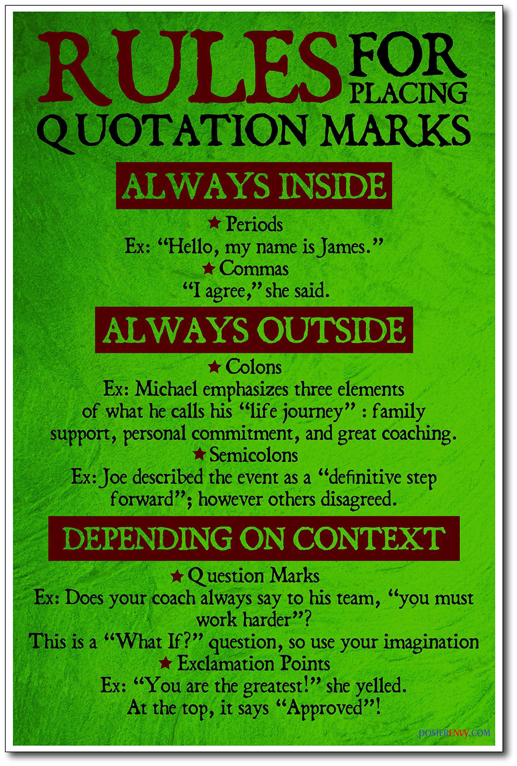 Amazon.com: Rules for Placing Quotation Marks - NEW Classroom Language ...