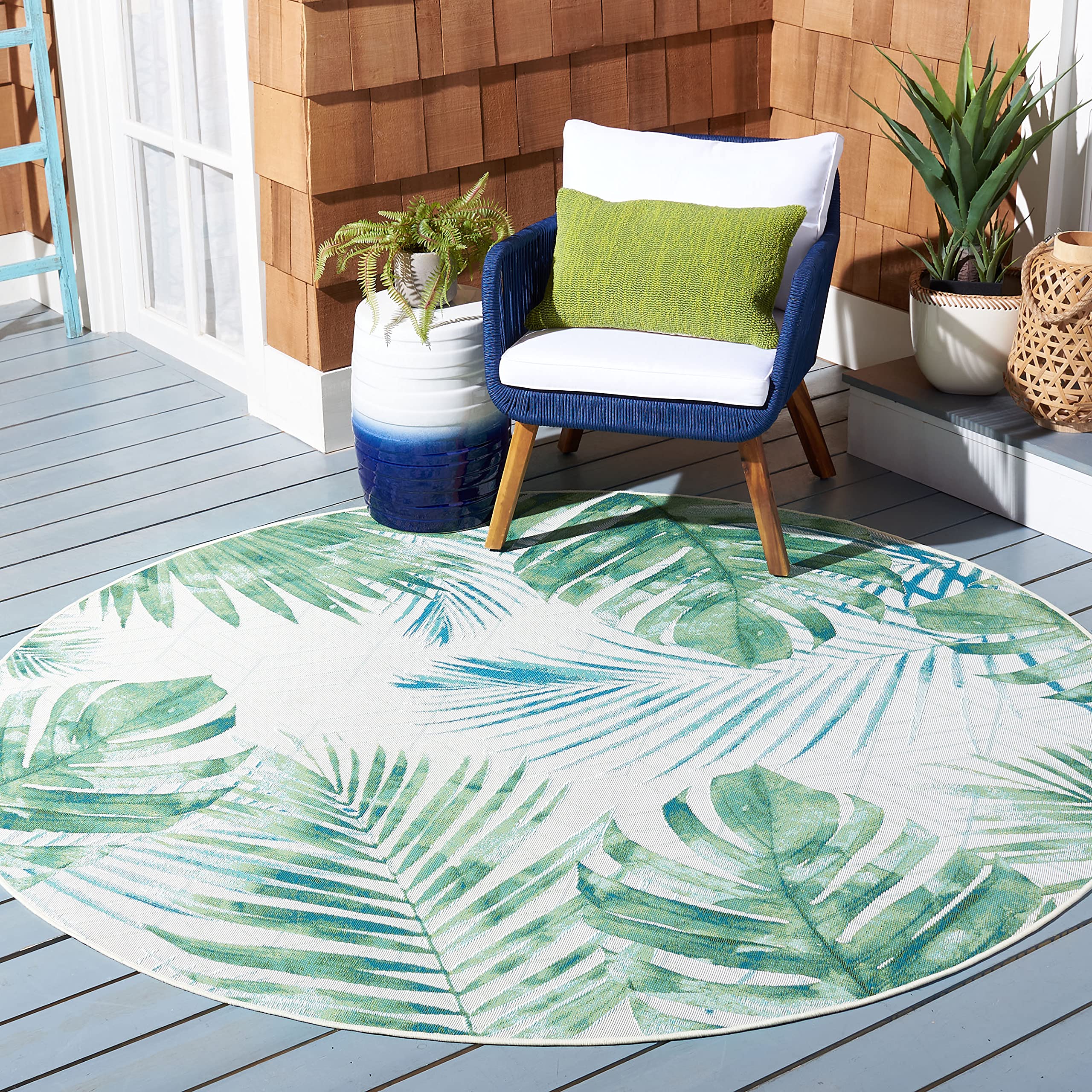 Amazon.com: SAFAVIEH Barbados Collection Area Rug - 8' Round, Green ...
