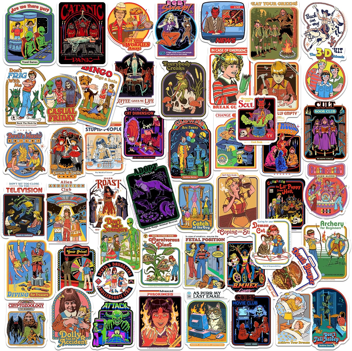 Amazon.com: Steven Rhodes Dark Humor 50ct Vinyl Large Deluxe Stickers ...
