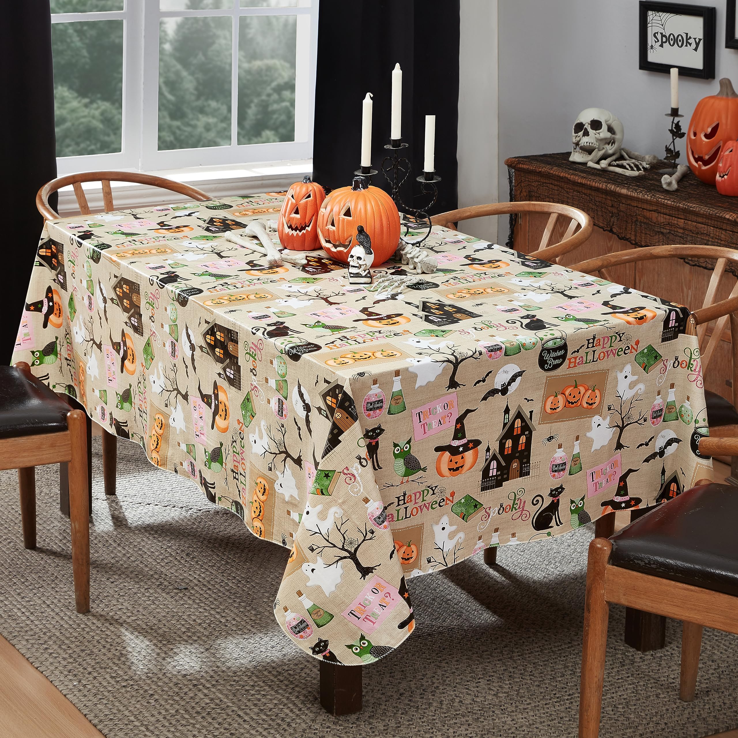 Amazon.com: Newbridge Halloween Fright Night Vinyl Flannel Backed ...