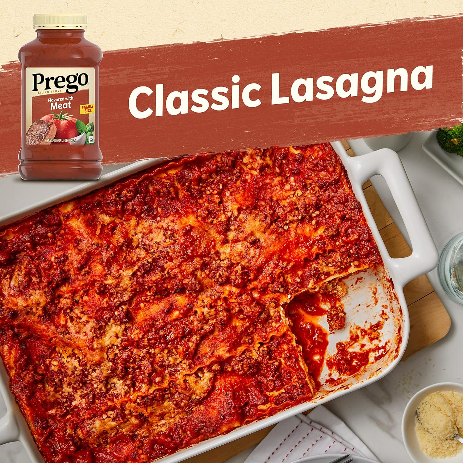 Prego Salsa italiana de pasta de tomate aromatizada con carne, tarro de ...