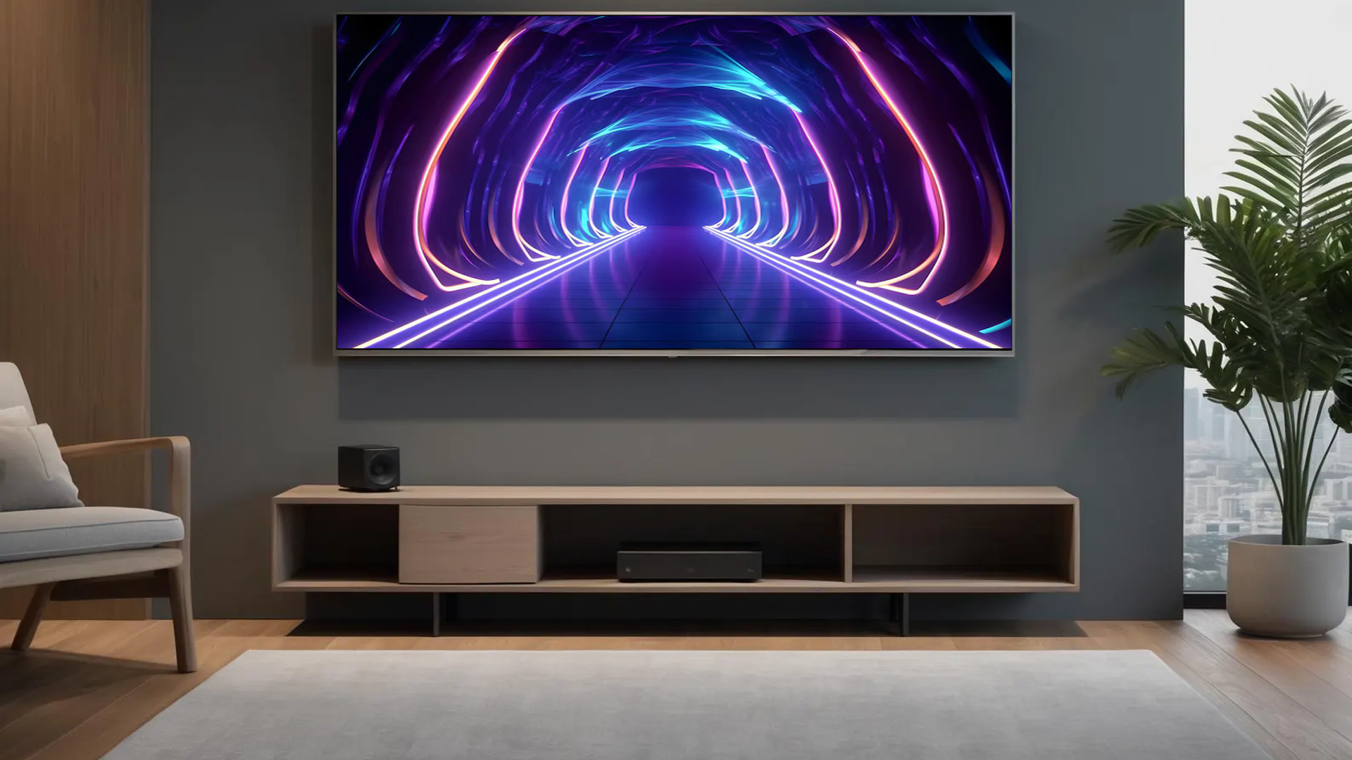 Screensaver Abstract Neon Glowing Lights Stage Video Background VJ Loop ...
