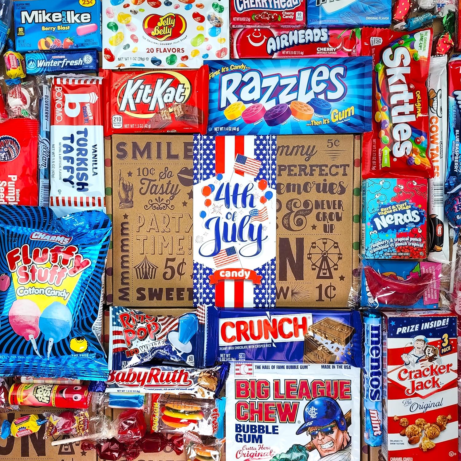 Amazon.com : VINTAGE CANDY CO. 4TH OF JULY CANDY CARE PACKAGE - Red ...