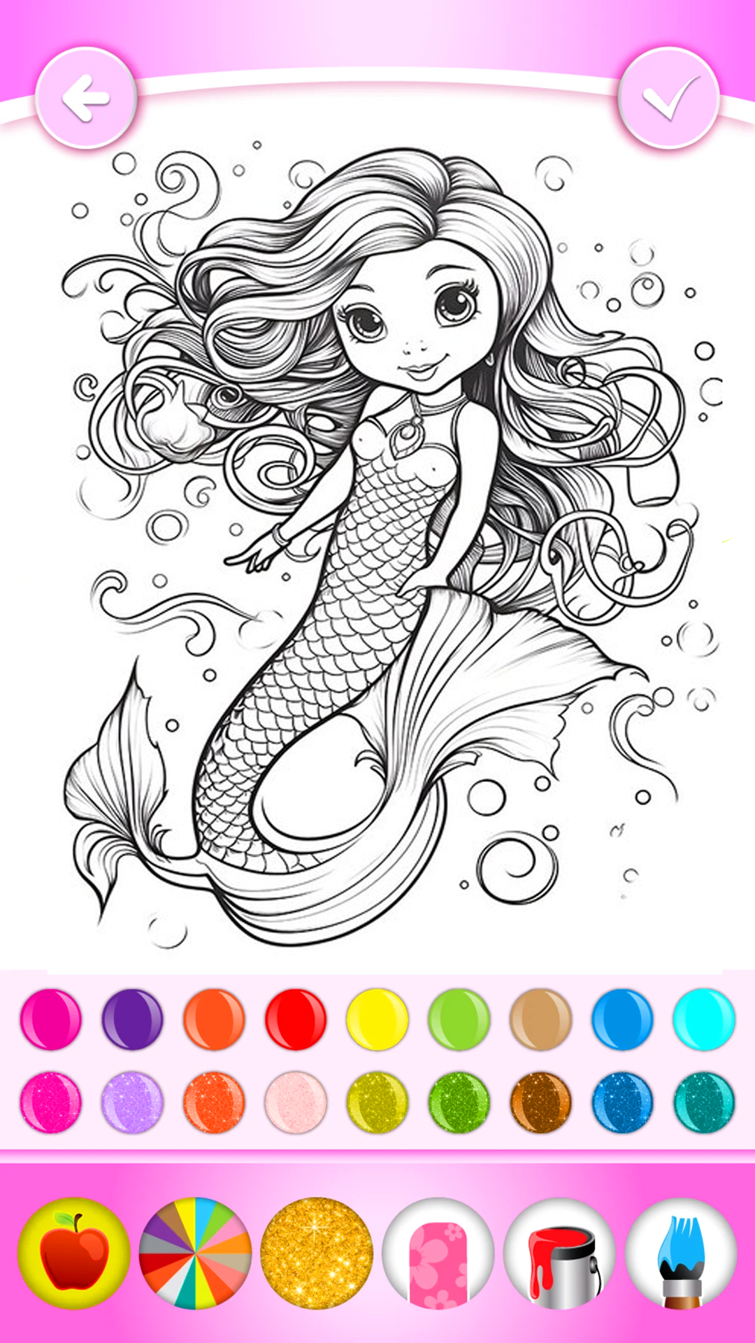 Kawaii & Chibi Mermaid kawaii Coloring Book Game Mermaid Coloring Book ...