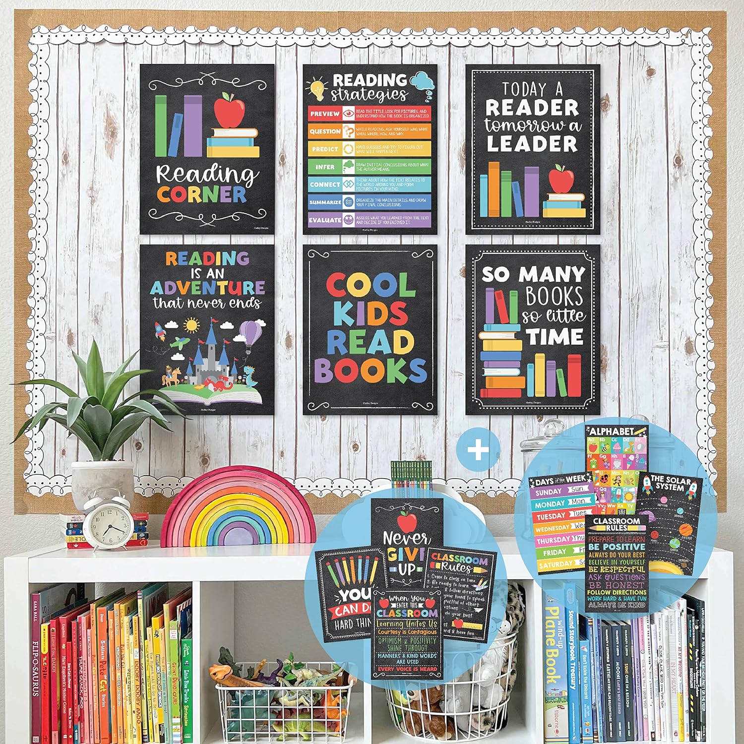 Amazon.com: 6 Colorful Reading Posters For Classroom Library ...