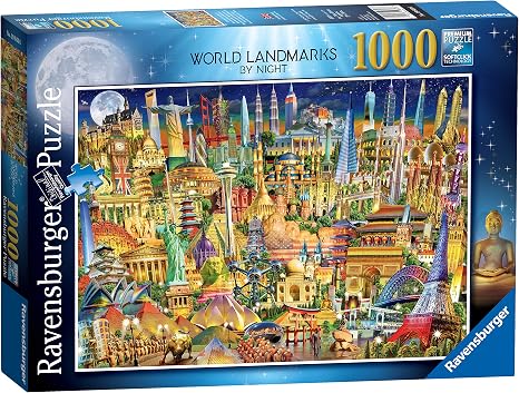 Amazon.com: Ravensburger World Landmarks at Night 1000 Piece Jigsaw ...