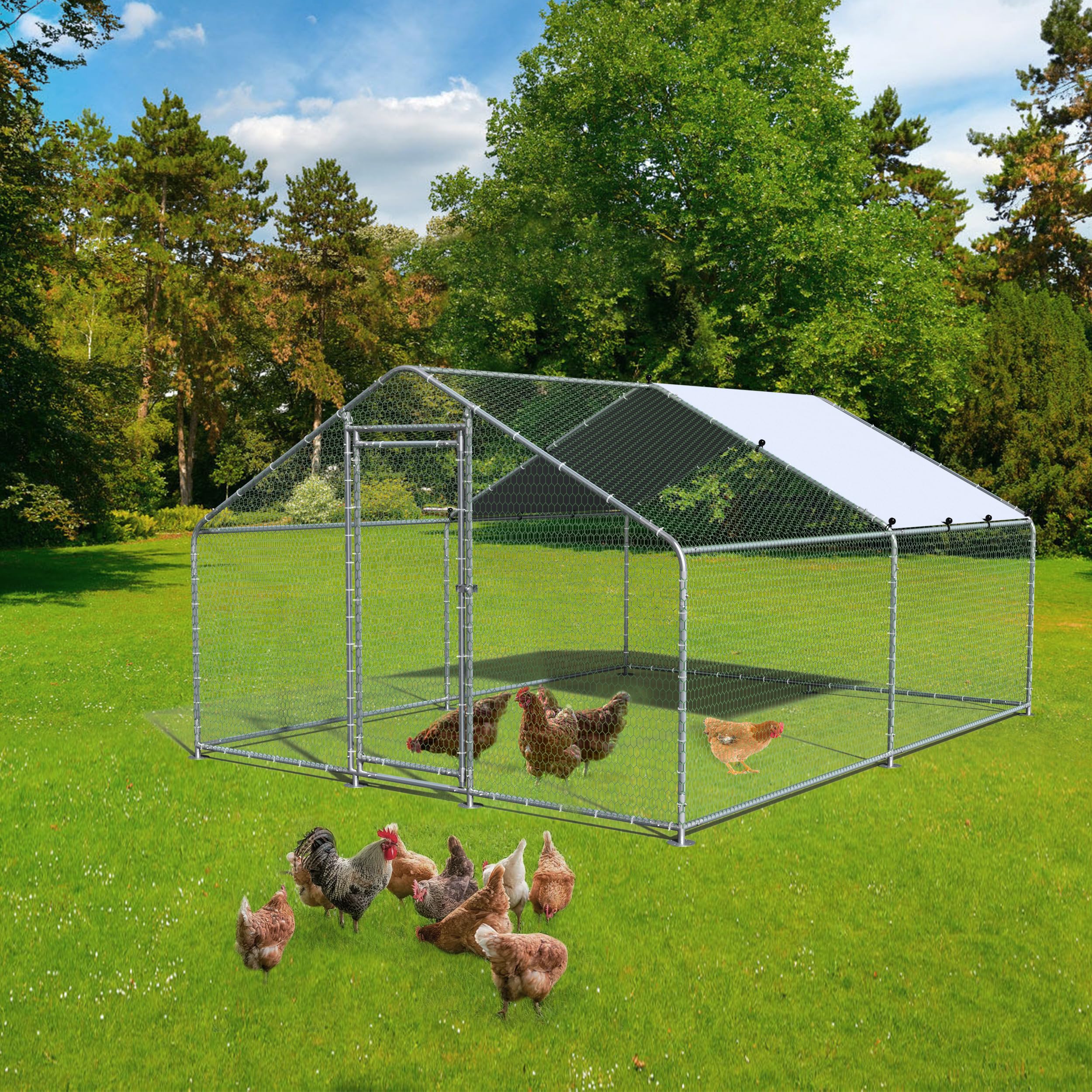 Amazon.com: HBlife Large Metal Chicken Coop with Anti-Uv and Waterproof ...