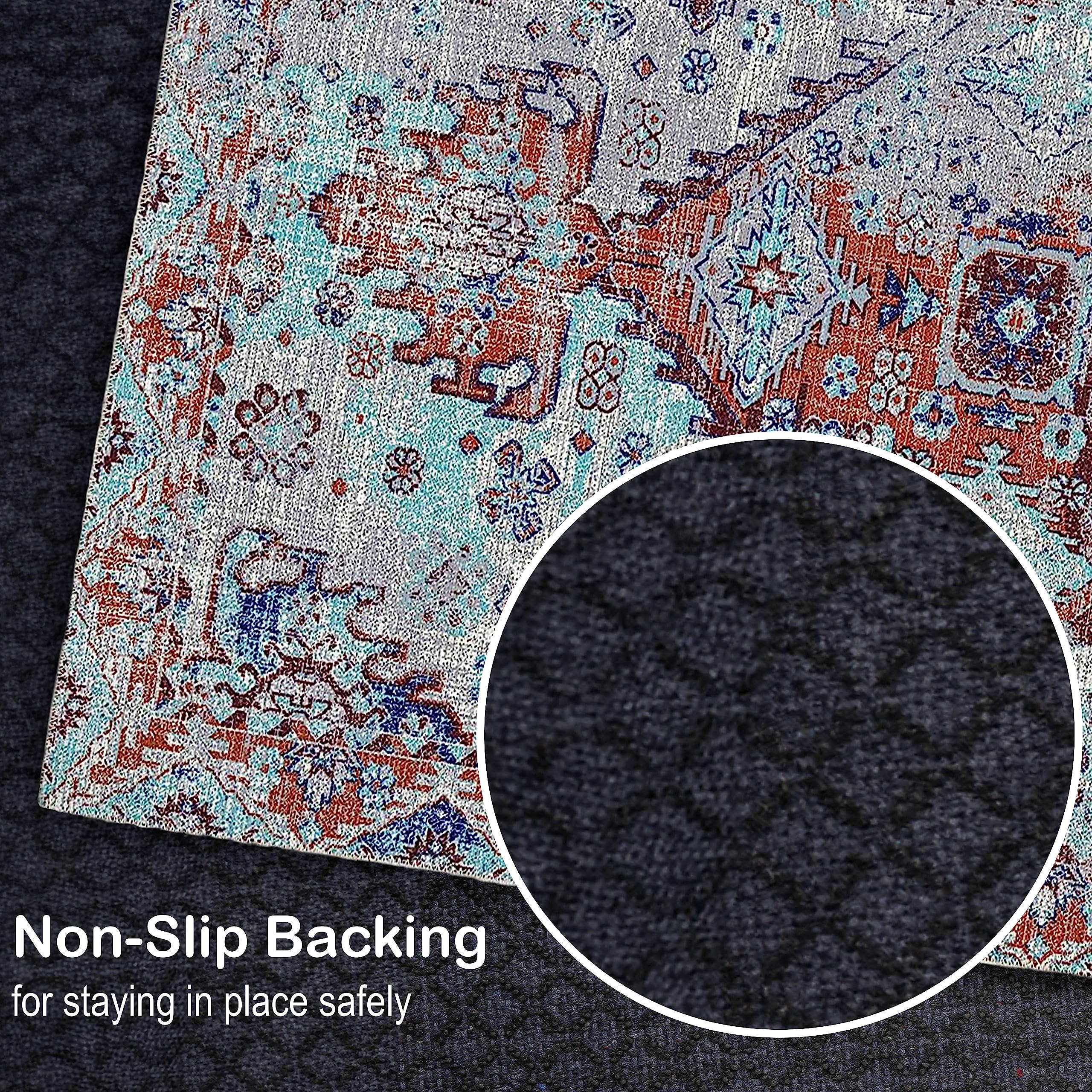 Adiva Rugs Machine Washable Area Rug with Non Slip Backing for Living ...