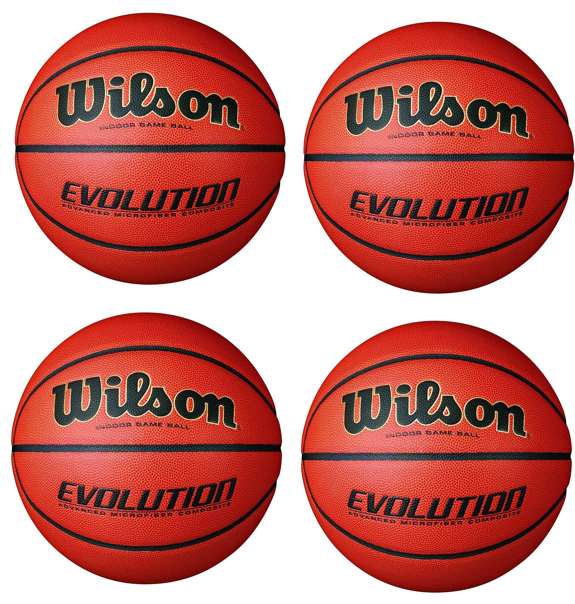 Wilson Evolution Indoor Game Basketball TYmvoS, 4Pack (Official - Size ...