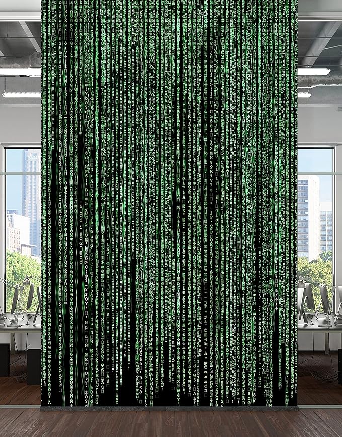 Computer Matrix Style Lines of Code Wall Mural. Green and Black ...