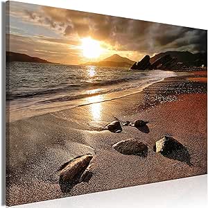 Amazon.de: decomonkey Bilder Strand Meer 120x80 cm 1 Teilig Leinwandbilder Bild auf Leinwand ...