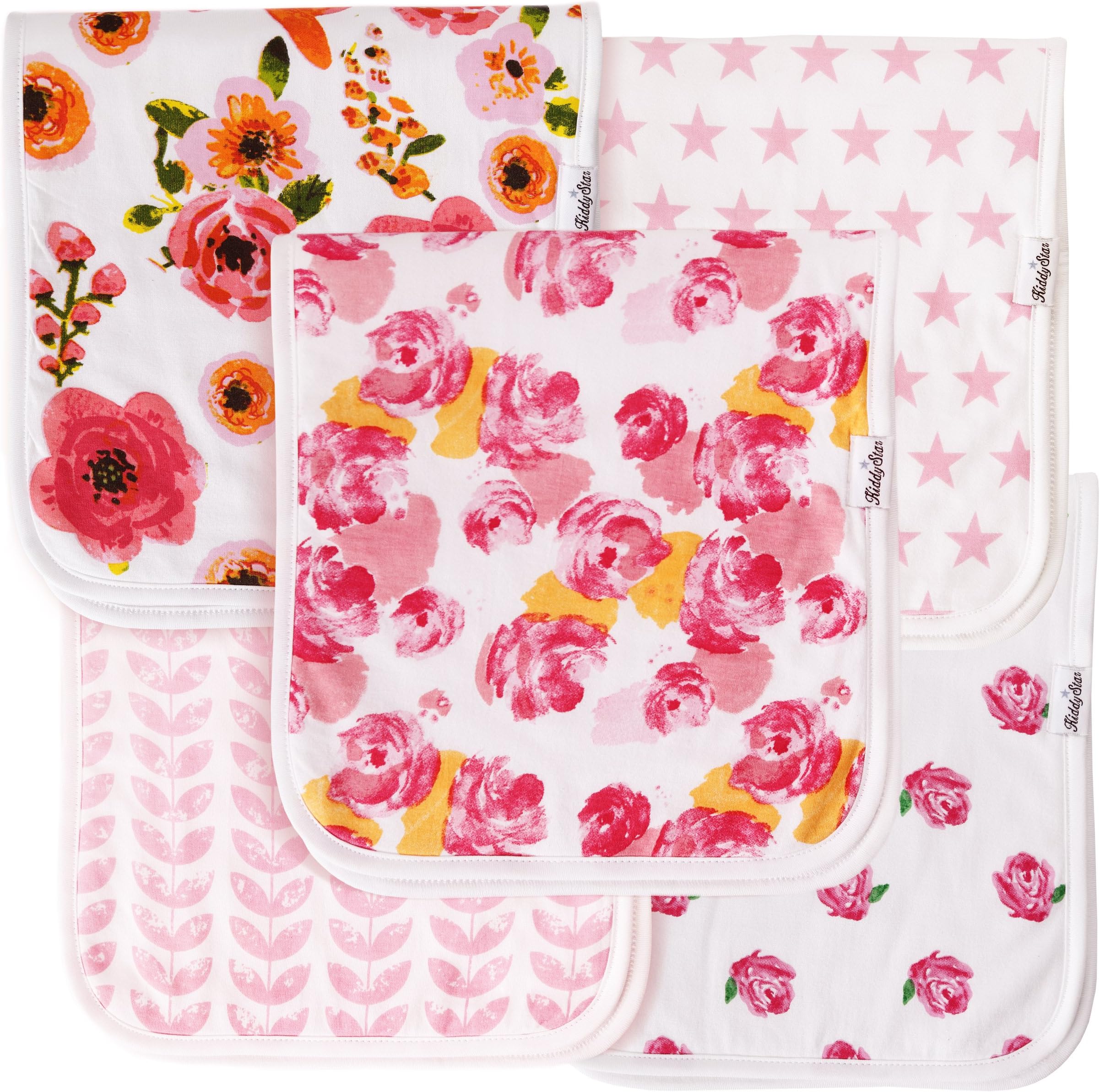 Amazon.com: Organic Burp Cloths for Baby Boys and Girls - 5-Pack Super ...