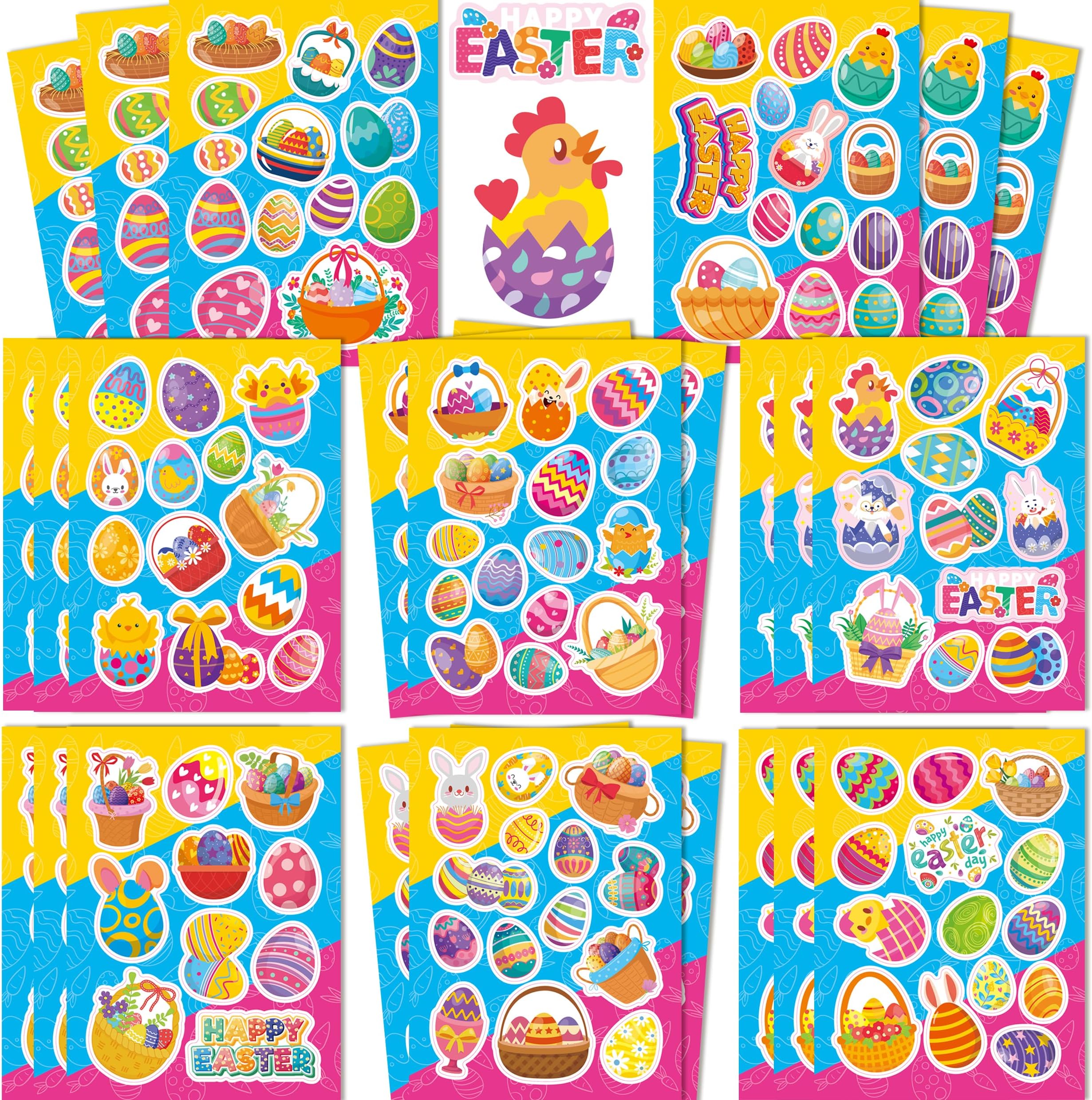 Amazon.com: Easter Puffy Stickers 16 Sheets 650PCS Easter Stickers for ...