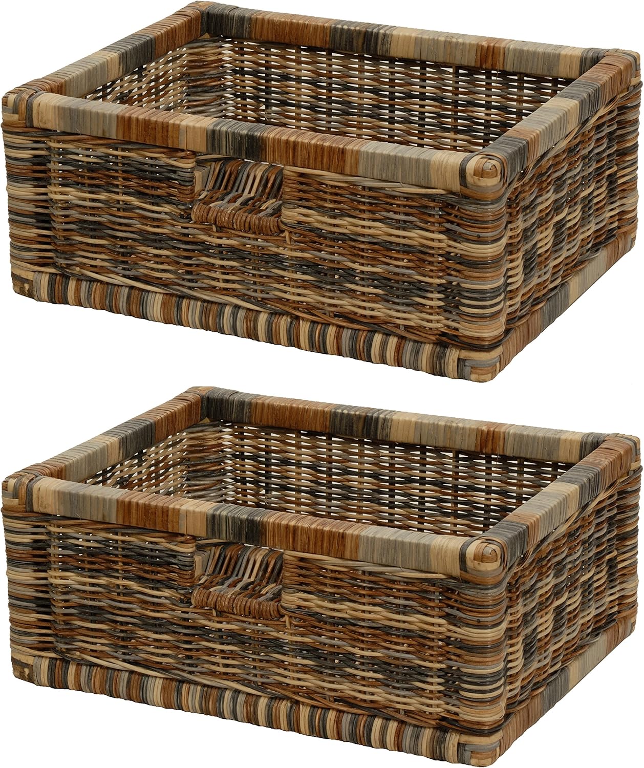 korb.outlet Stabiles Set / 2 Regalkorb mit Holzrahmen Schubfach aus ...