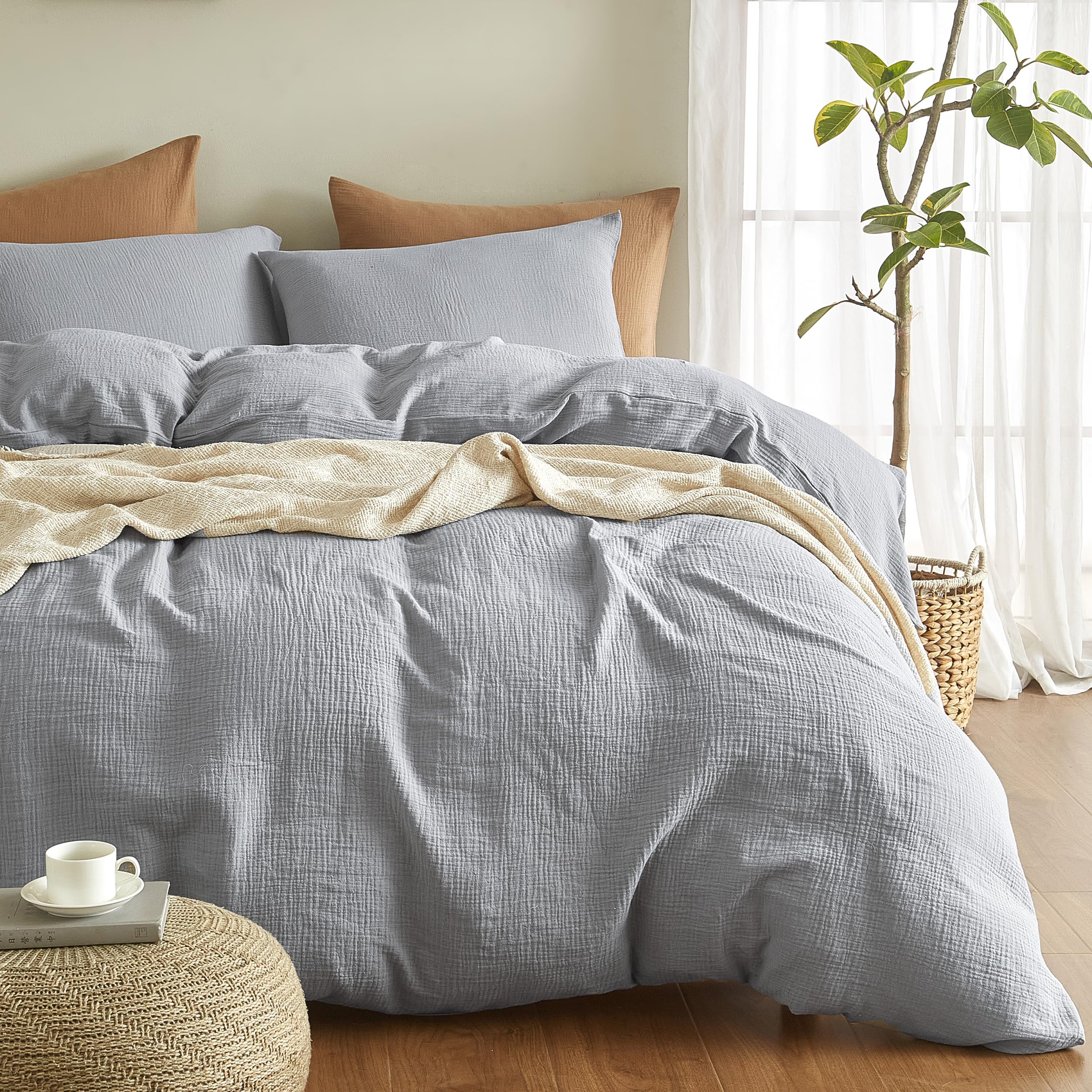 Amazon.com: SE SOFTEXLY Muslin Duvet Cover Queen Size, 100% Washed ...