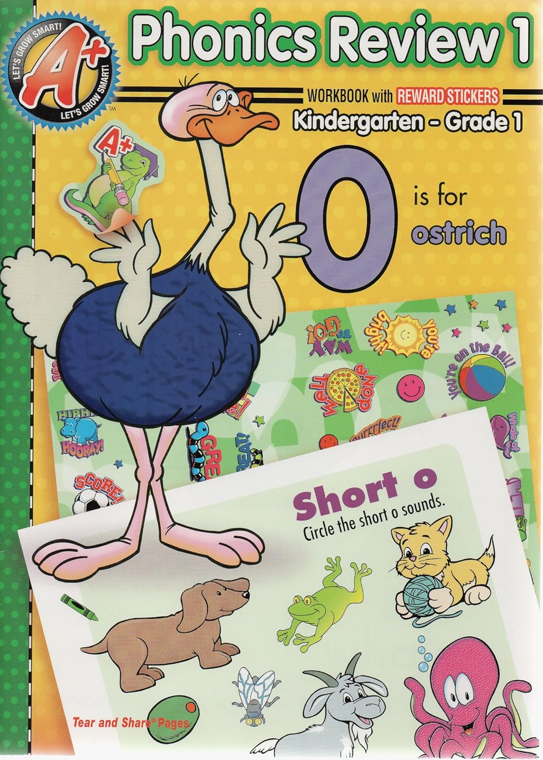 A+ Phonics Review, # 1, Kindergarten-Grade1, O is for Ostrich, Workbook ...