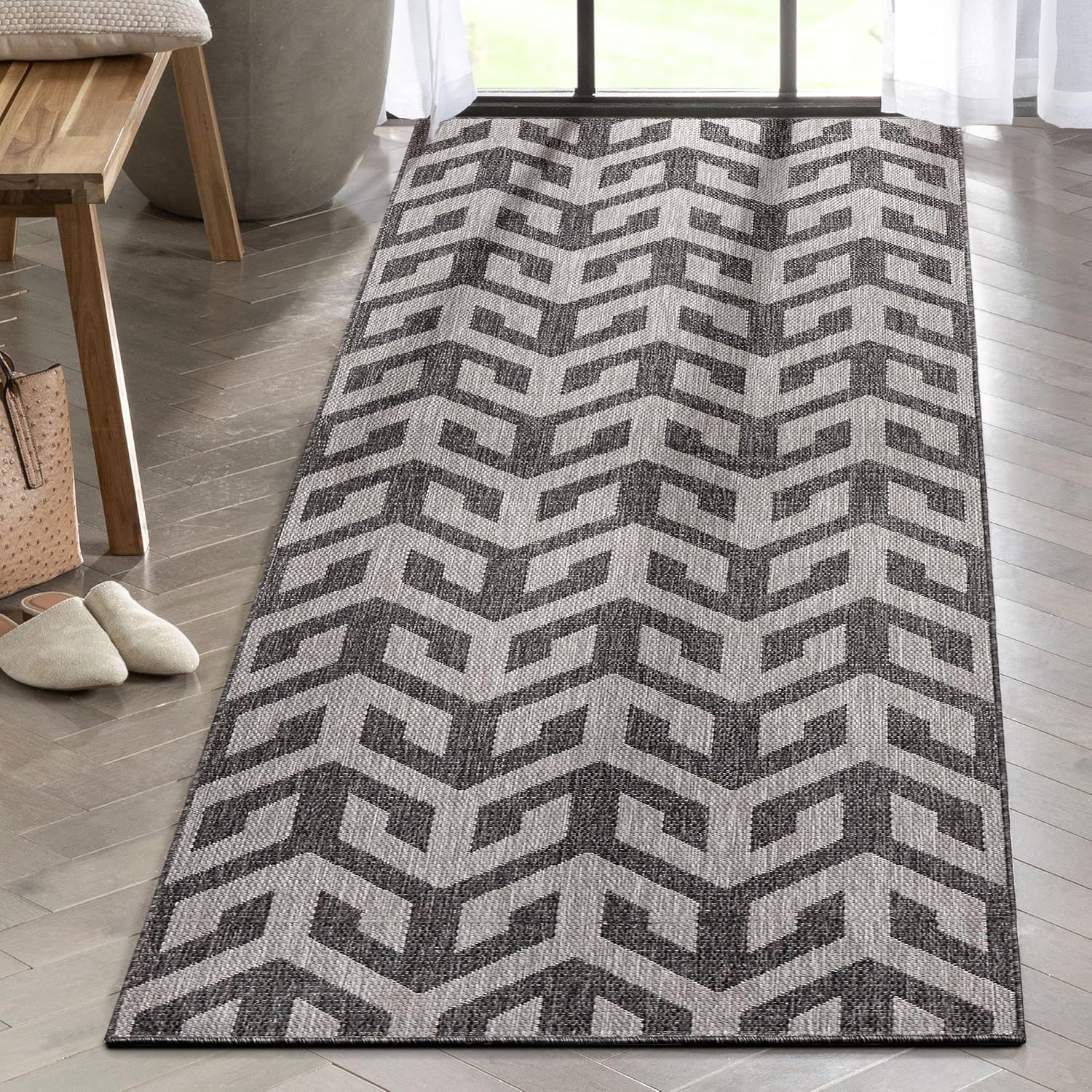 Amazon.com: Well Woven Atlantis Grey Indoor/Outdoor Flat Weave Pile Zig ...