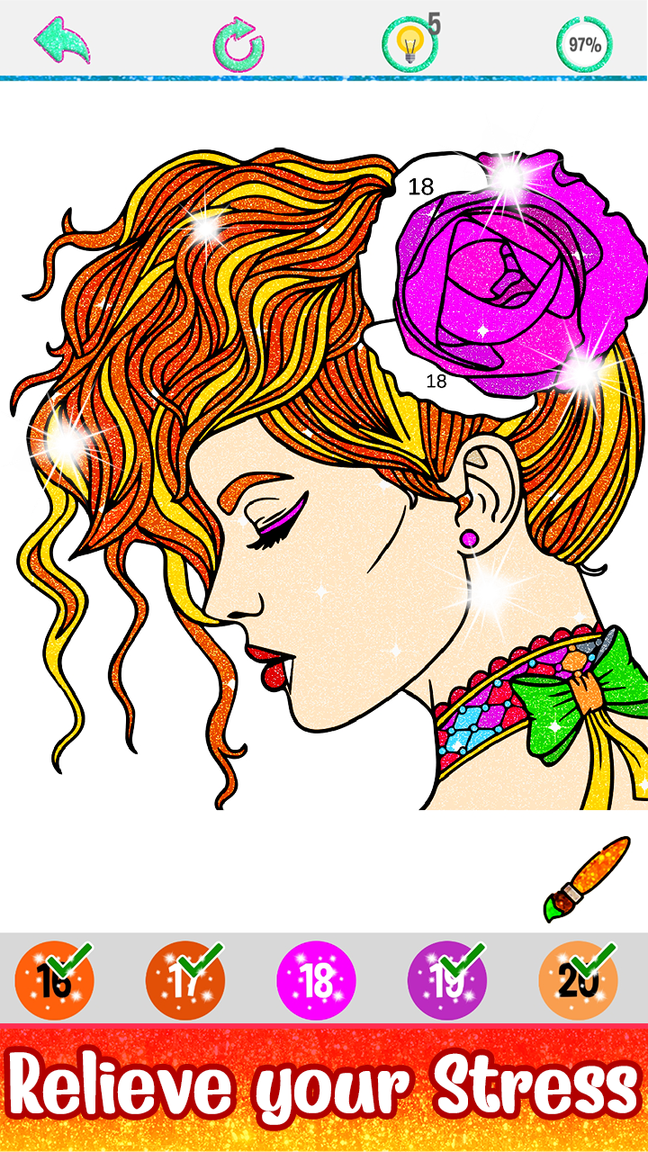 Glitter Color by Number - Grownups Coloring Book Pages:Amazon.co.uk ...
