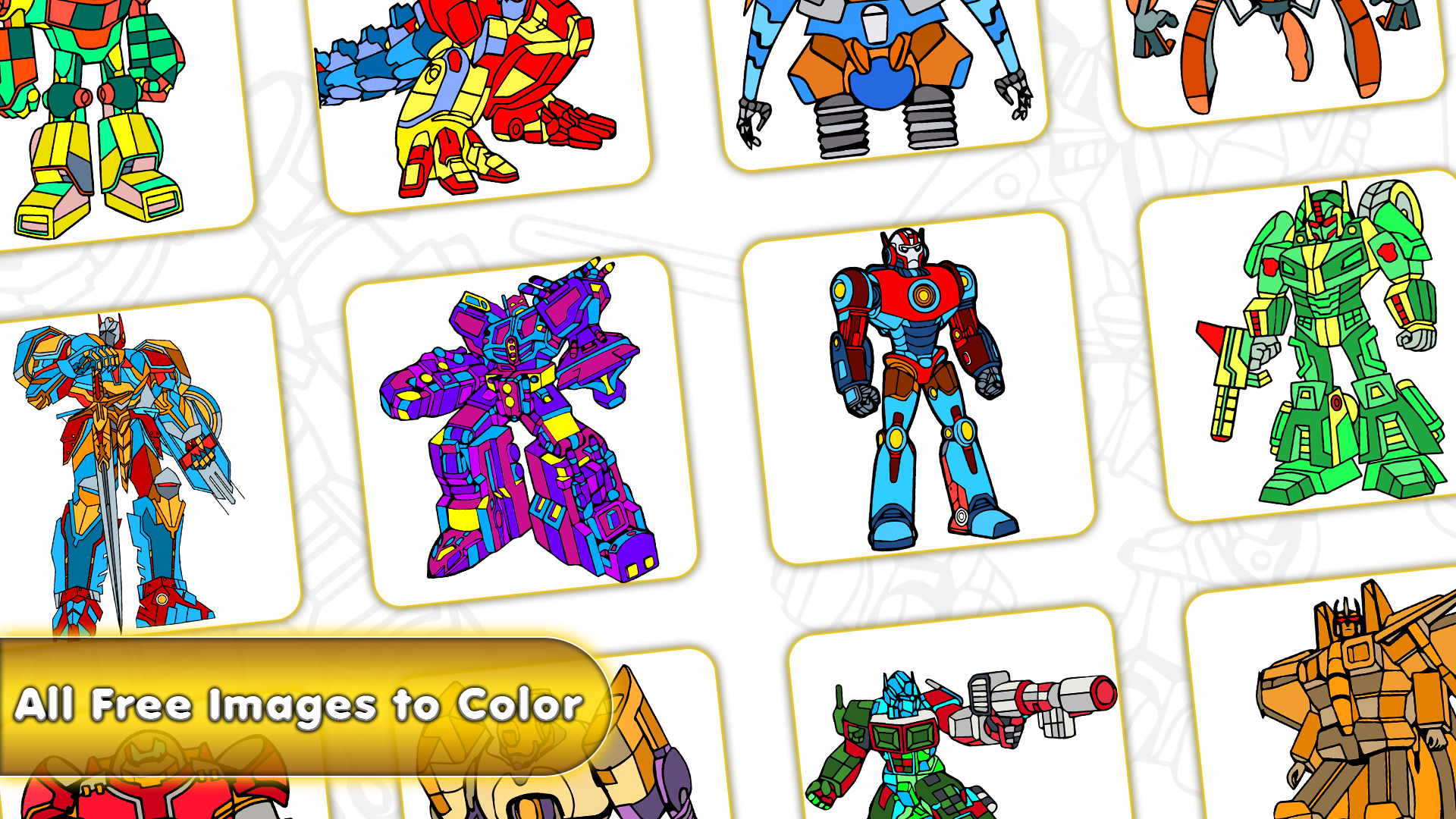 Robots Color By Number - Glitter, Crayon Animated Coloring Book - App ...