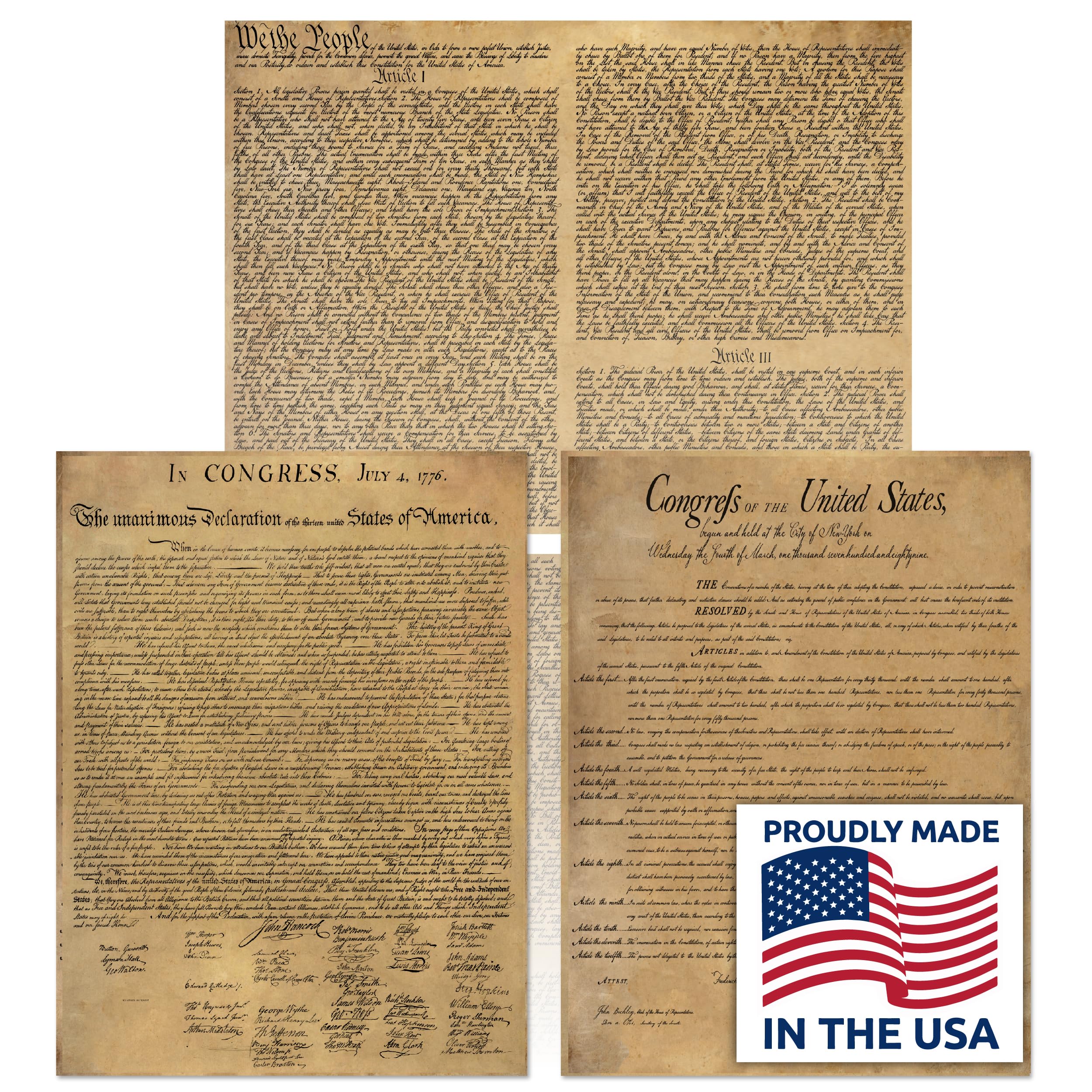 Snapklik.com : American Founding Documents Laminated 3 Pack EXTRA LARGE ...