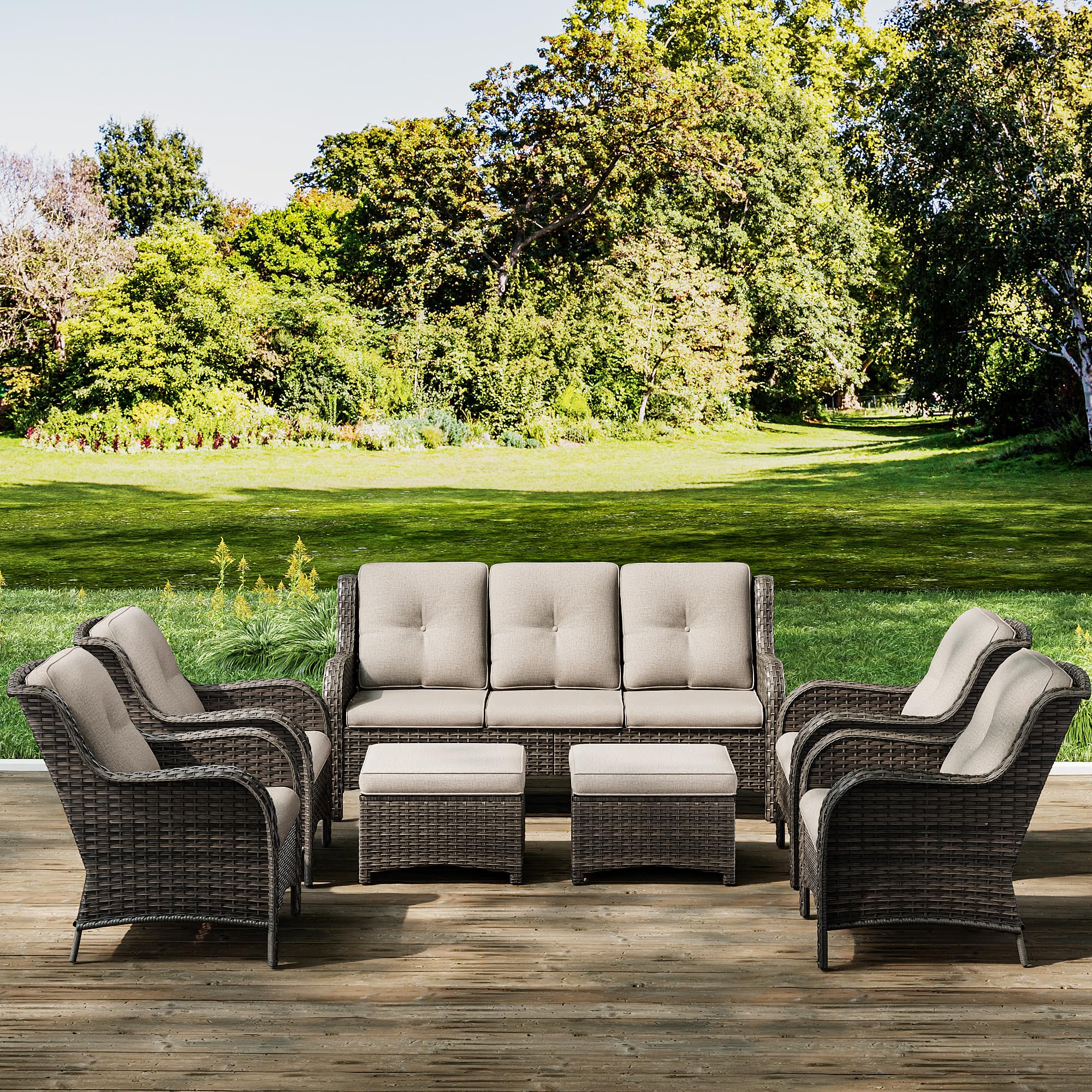 Amazon.com: Joyside Wicker Patio Furniture Sets 7 Piece Set with One 3 ...