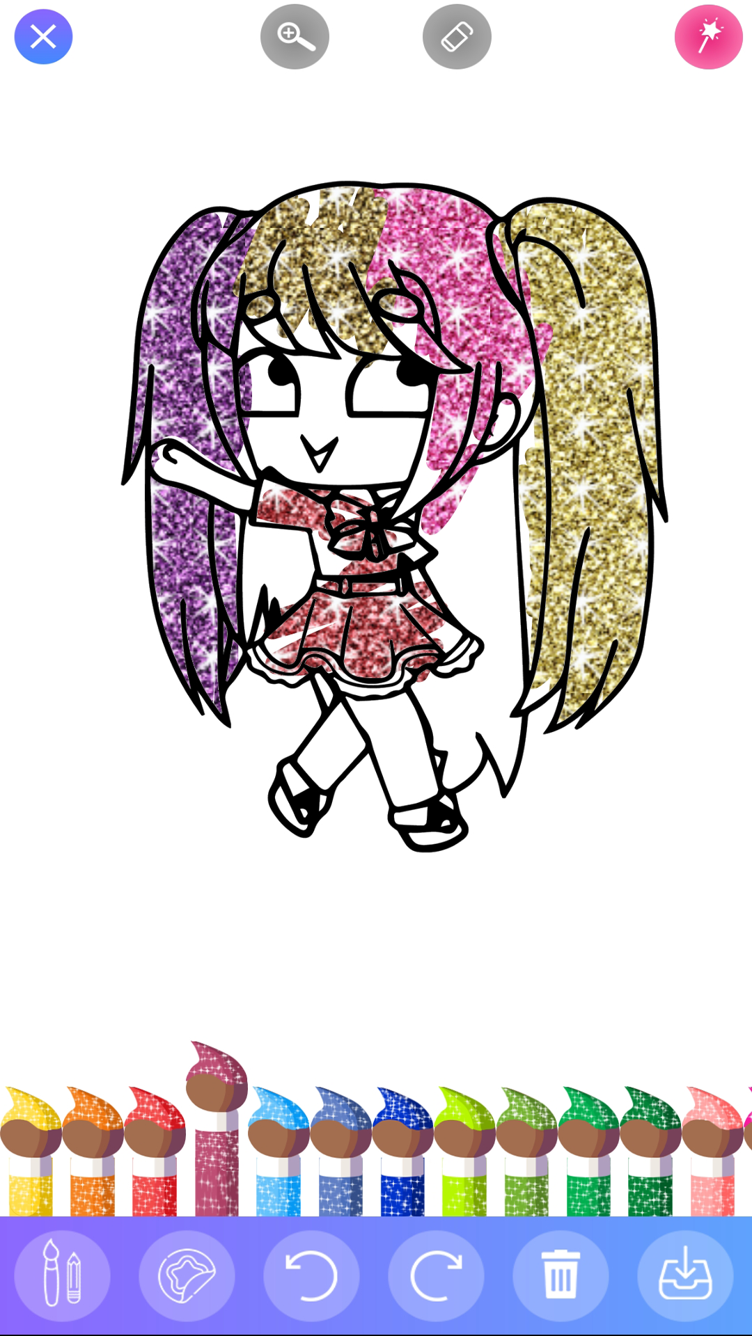 Glitter Coloring Book Cute manga Girl - App on Amazon Appstore