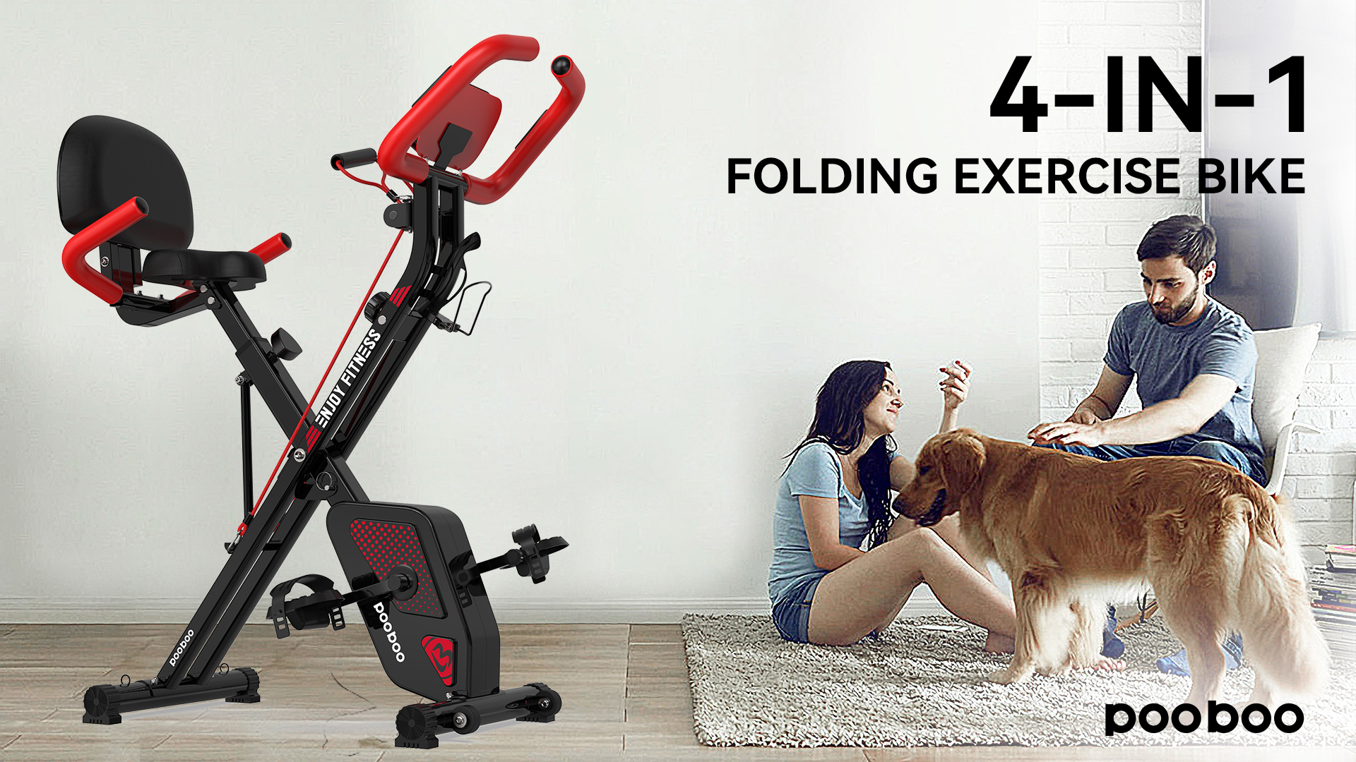Snapklik.com : Pooboo Folding Exercise Bike, Fitness Stationary Bike ...