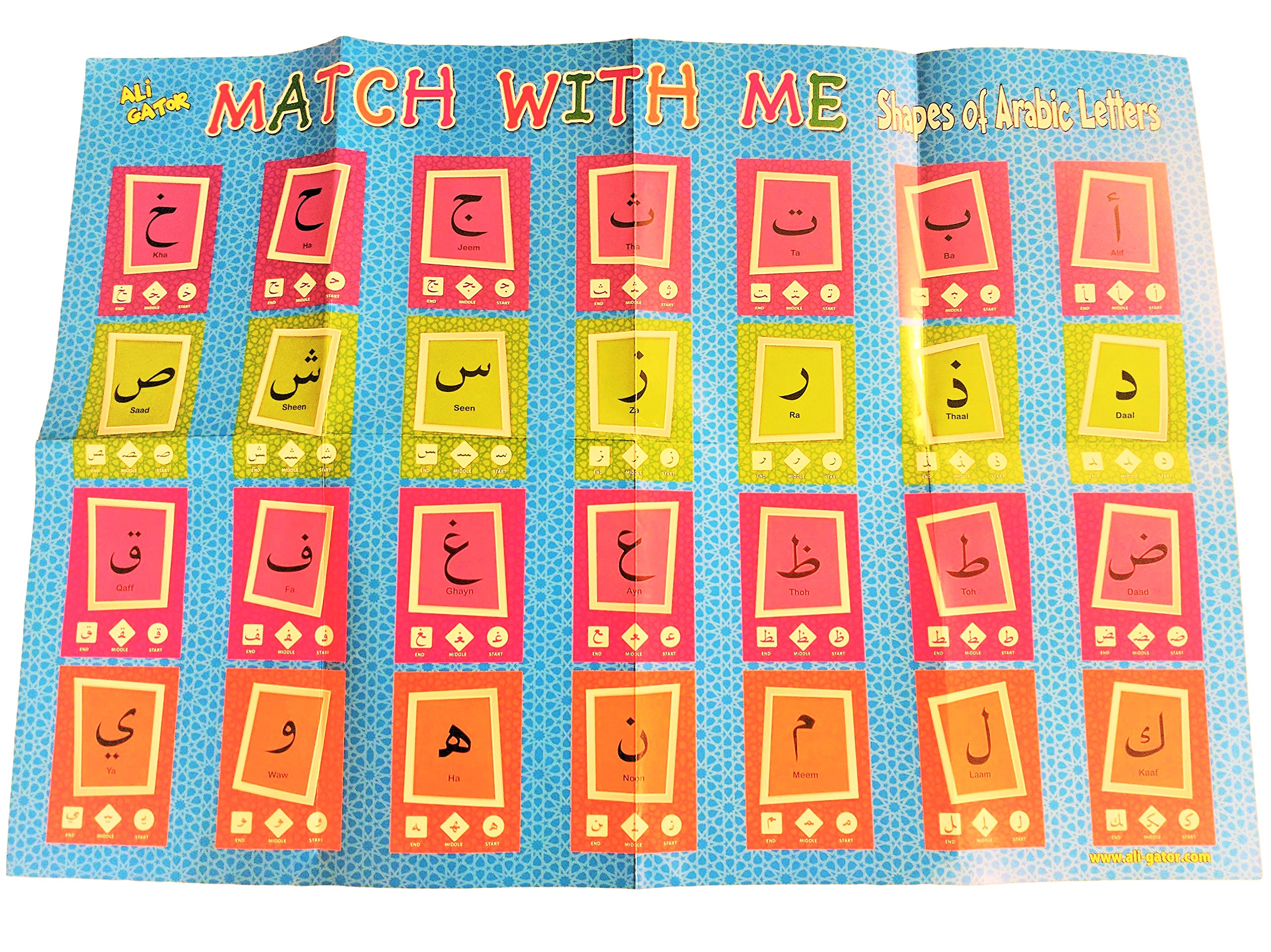 Jumbo Arabic Letters Flash Cards Set with Free A2 Size Poster Included ...