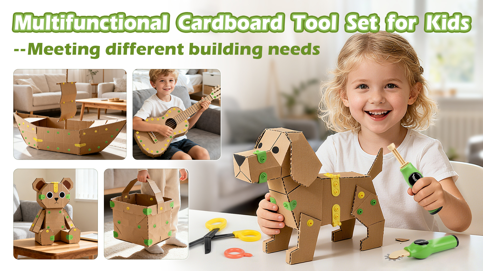 Cardboard Construction Kit Kids Building Kit for DIY Tool