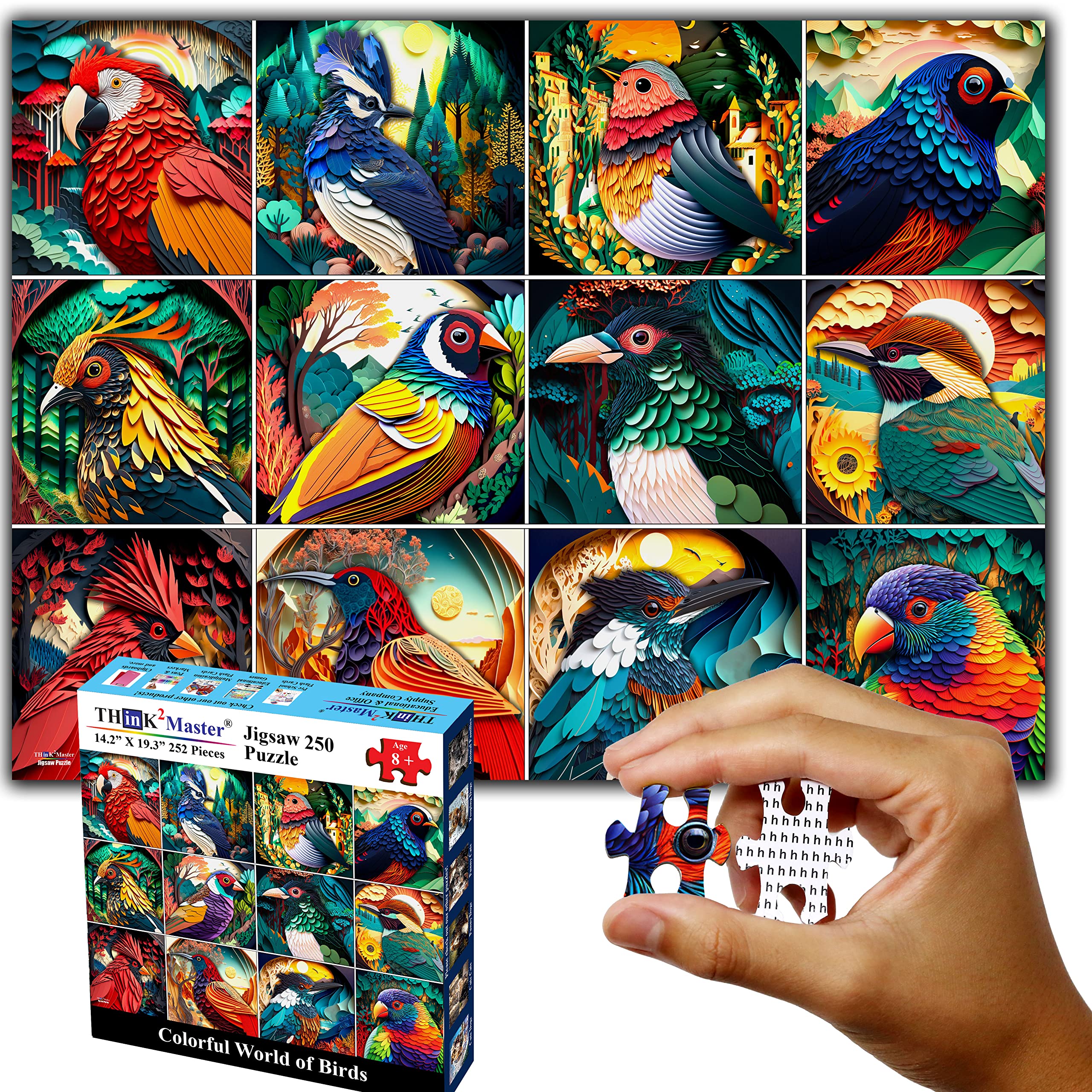 Amazon.com: Think2Master Colorful World of Birds 250 Pieces Jigsaw ...