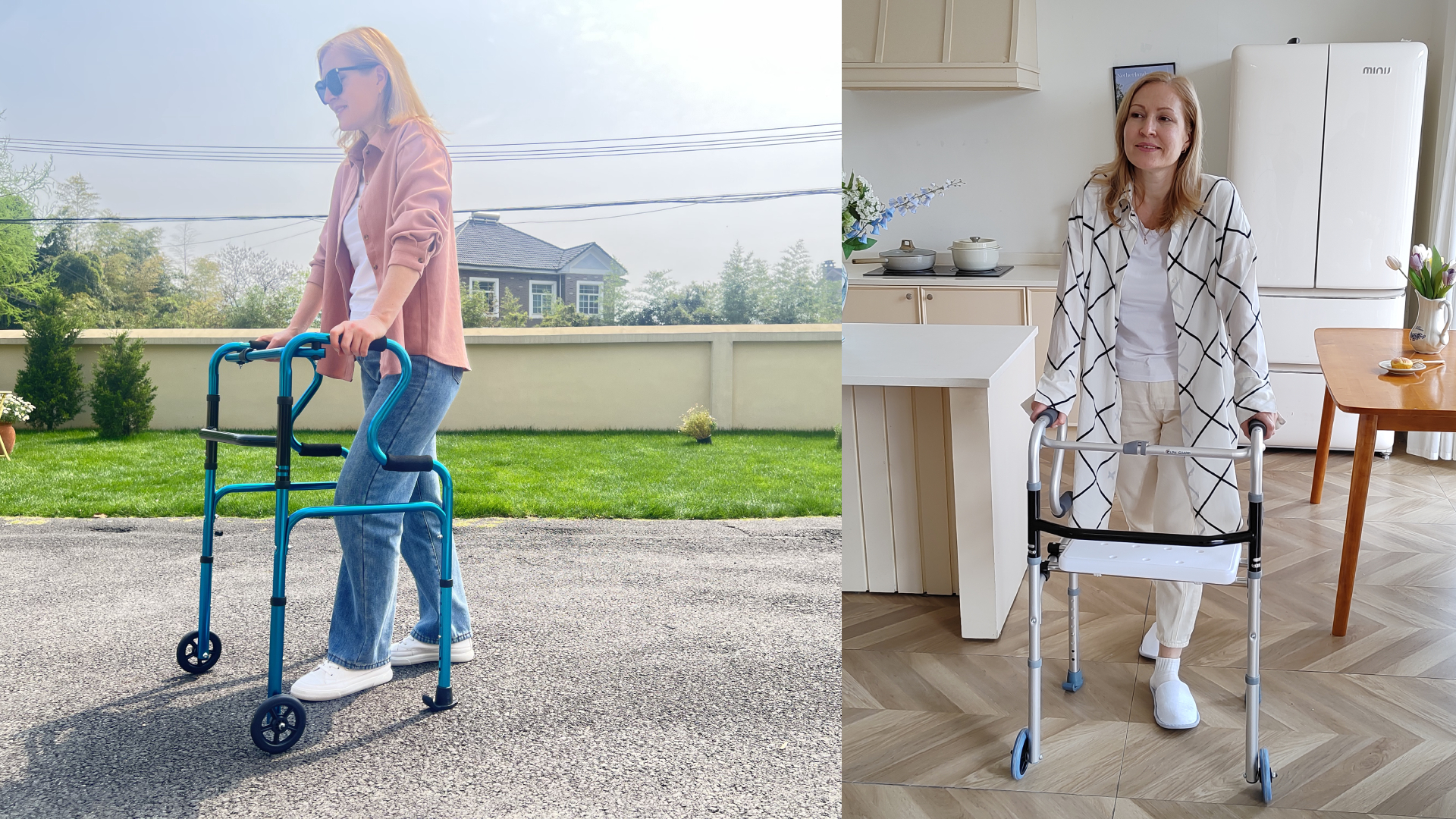 Watch 4in1 Folidng Walkers for Seniors, 2 Wheeled Walker with Seat on ...