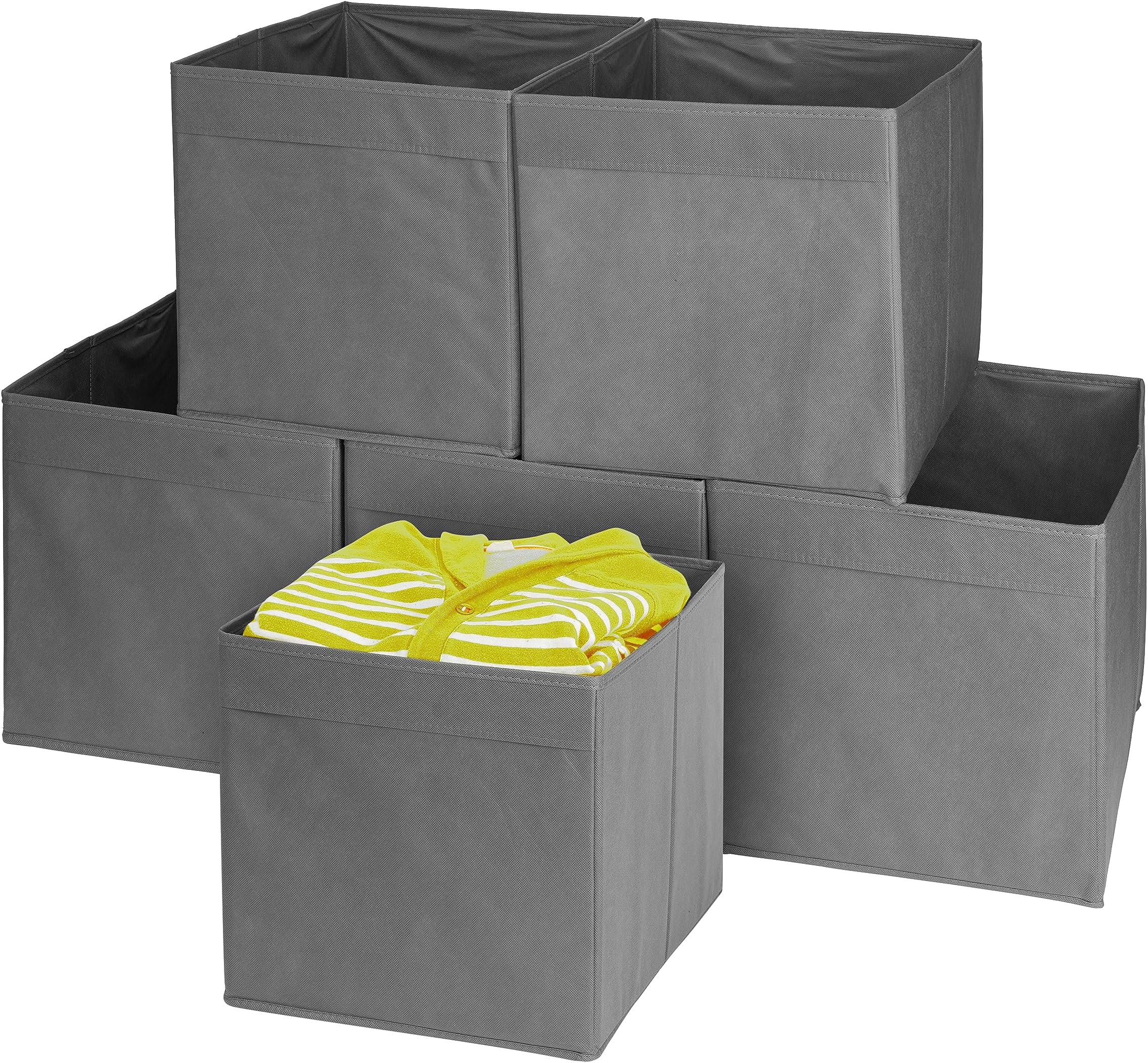 SONGMICS RFB02G-3 Storage Boxes, Set of 6, Fabric Boxes, Folding Boxes ...