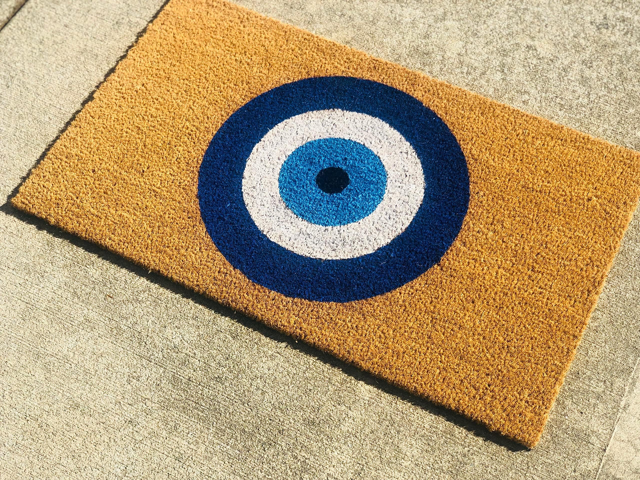 Amazon.com: Evil Eye Doormat, Positive Vibes, Outdoor Rug, Welcome Mat ...