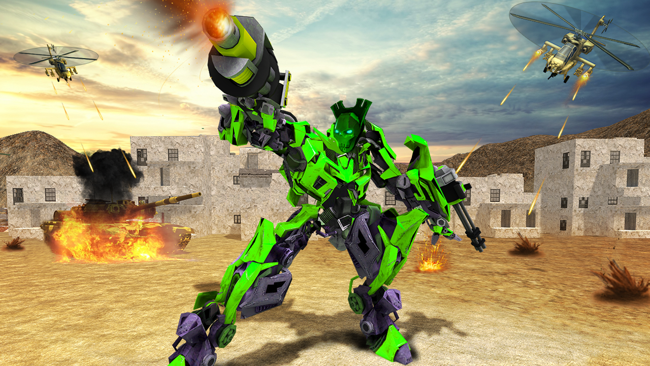 Army Train Robot Transformation War Attack; Robot Fighting War Zone ...