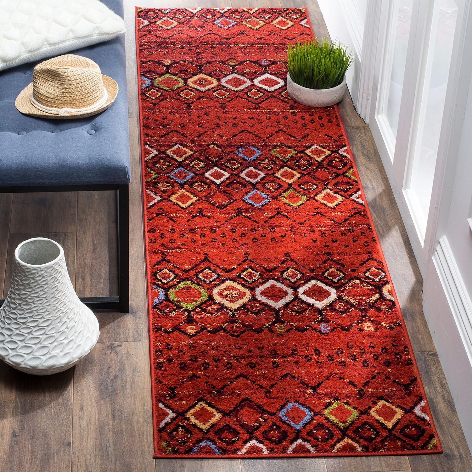 SAFAVIEH Amsterdam Collection AMS108D Tapis De Couloir Marocain Boh me