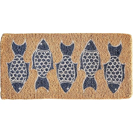 Amazon.com : Creative Co-Op Fish Print Natural Coir Doormat : Patio ...