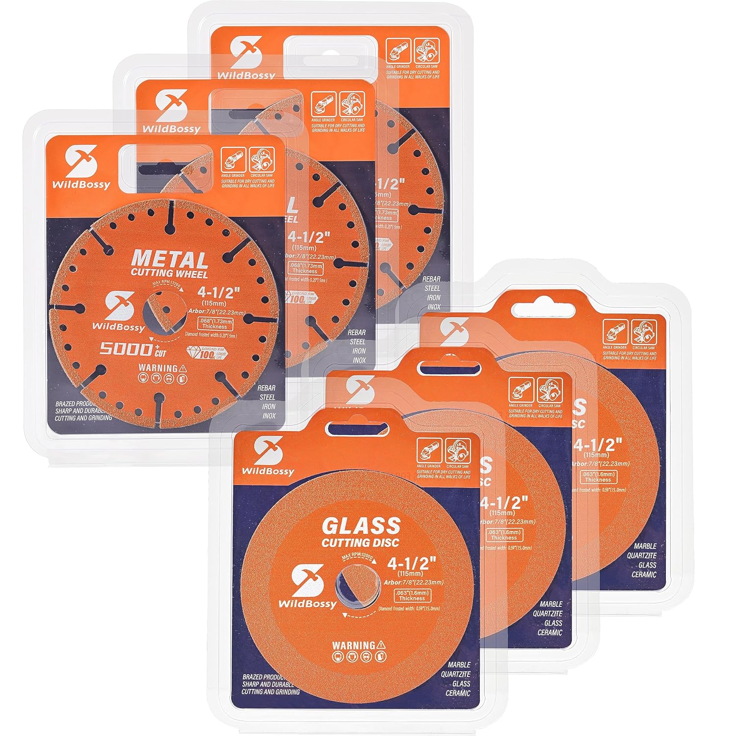 Amazon.com: Glass Cutting Disc 4-1/2 Inch (3PCS) & Metal Cut Off Disc 4 ...