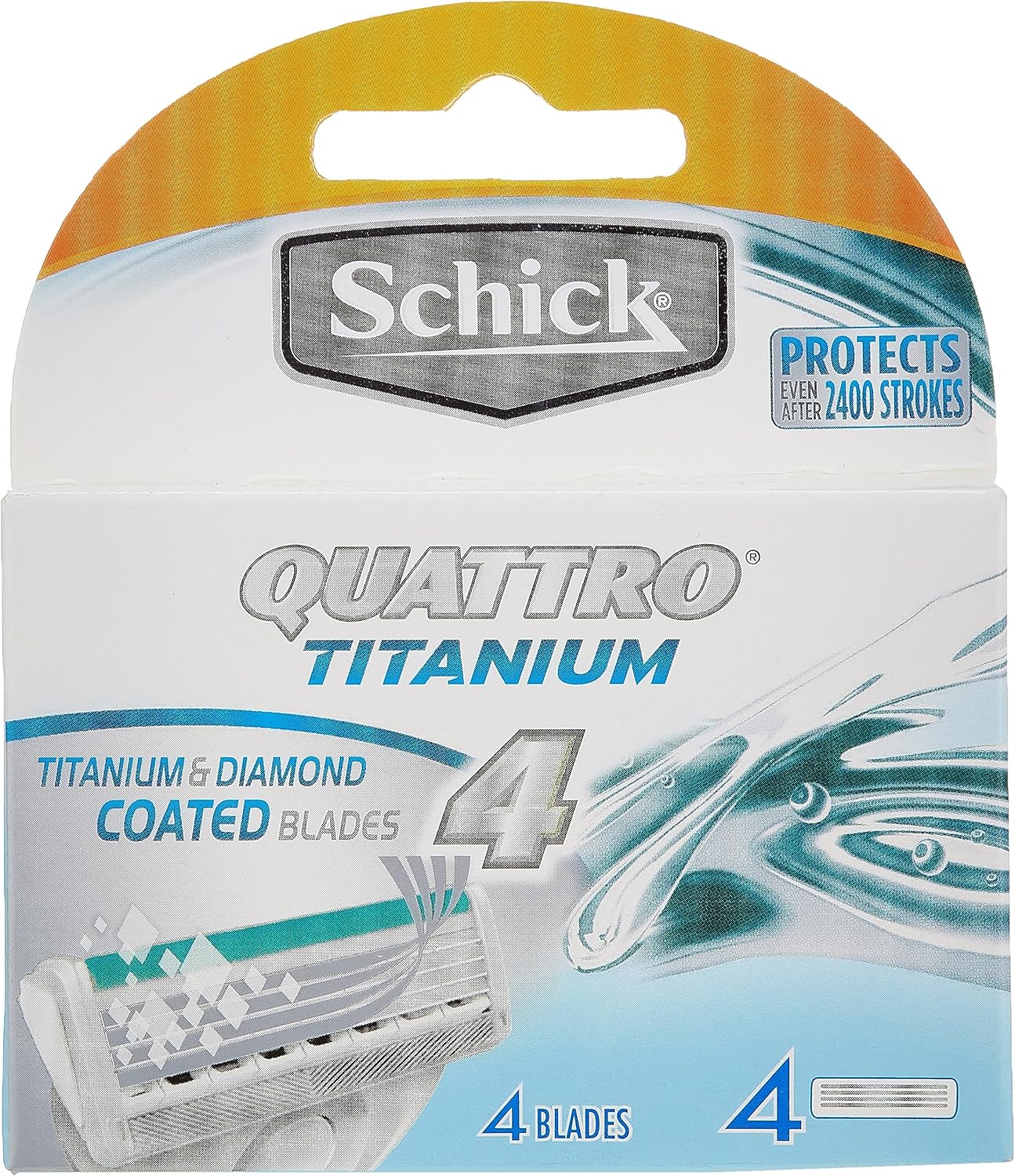 Schick Quattro Titanium 4 Blade Razor Refill For Men-Titanium & Diamond ...