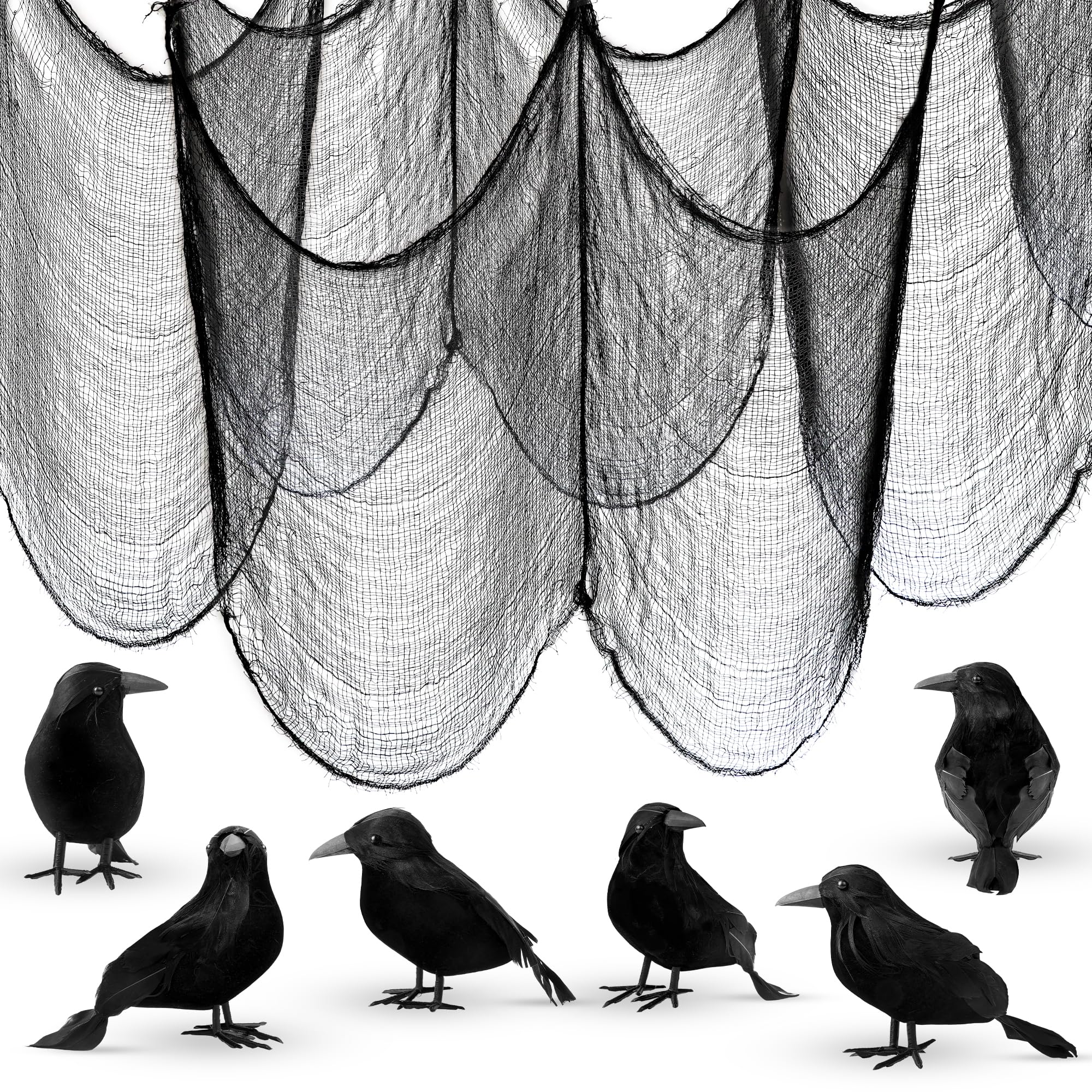 Amazon.com: KatchOn, Halloween Creepy Cloth and Crows - Pack of 7 ...