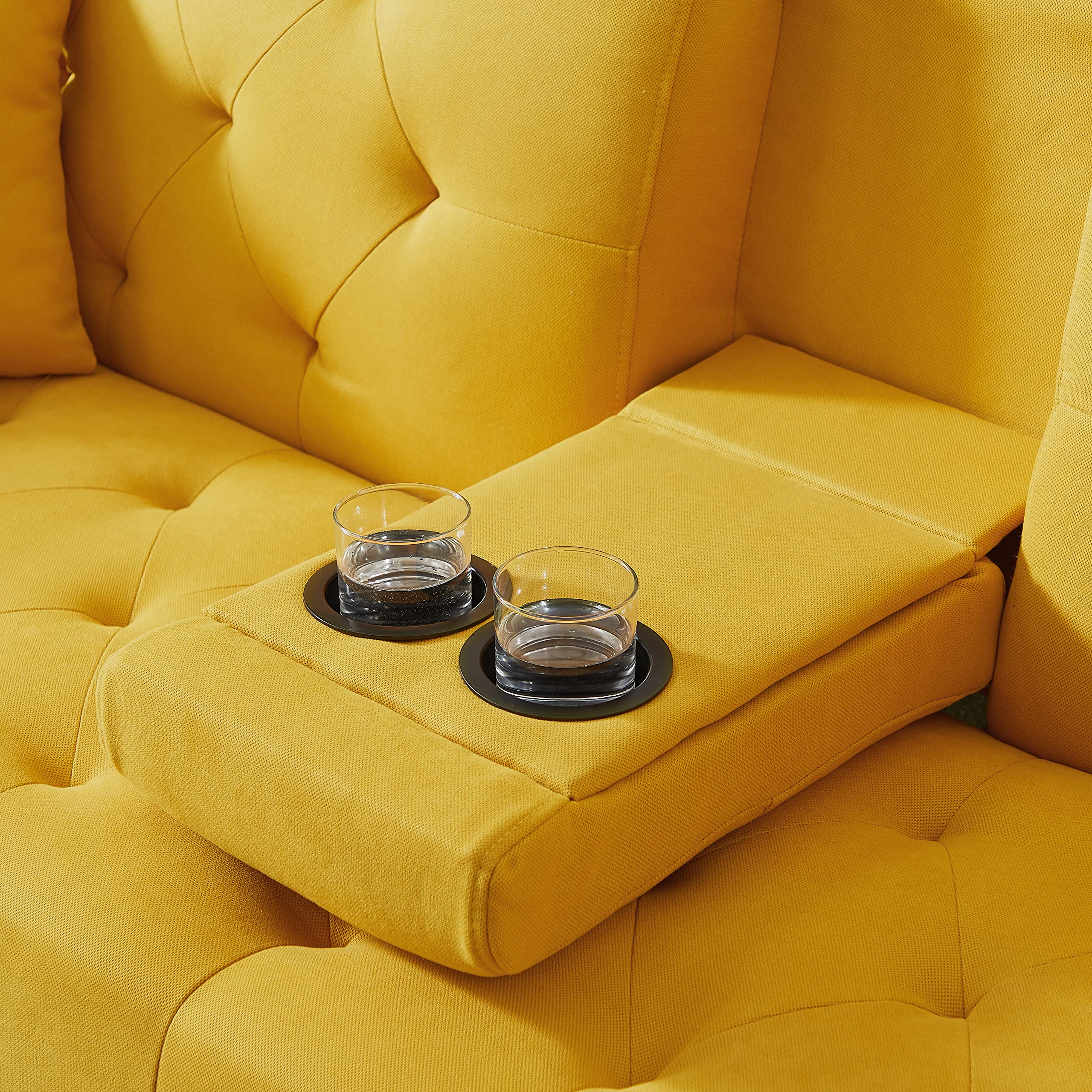 Eafurn Yellow Futon Couch,Convertible Sleeper Sofa Bed Daybed with 2 ...