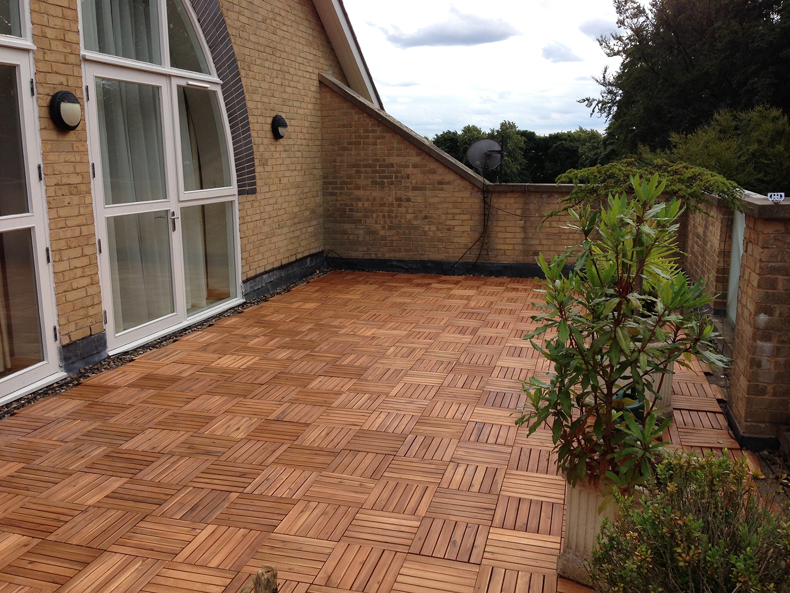 36 x Hardwood Decking Tiles + 8 Straight Edges. The Famous Click-Deck ...