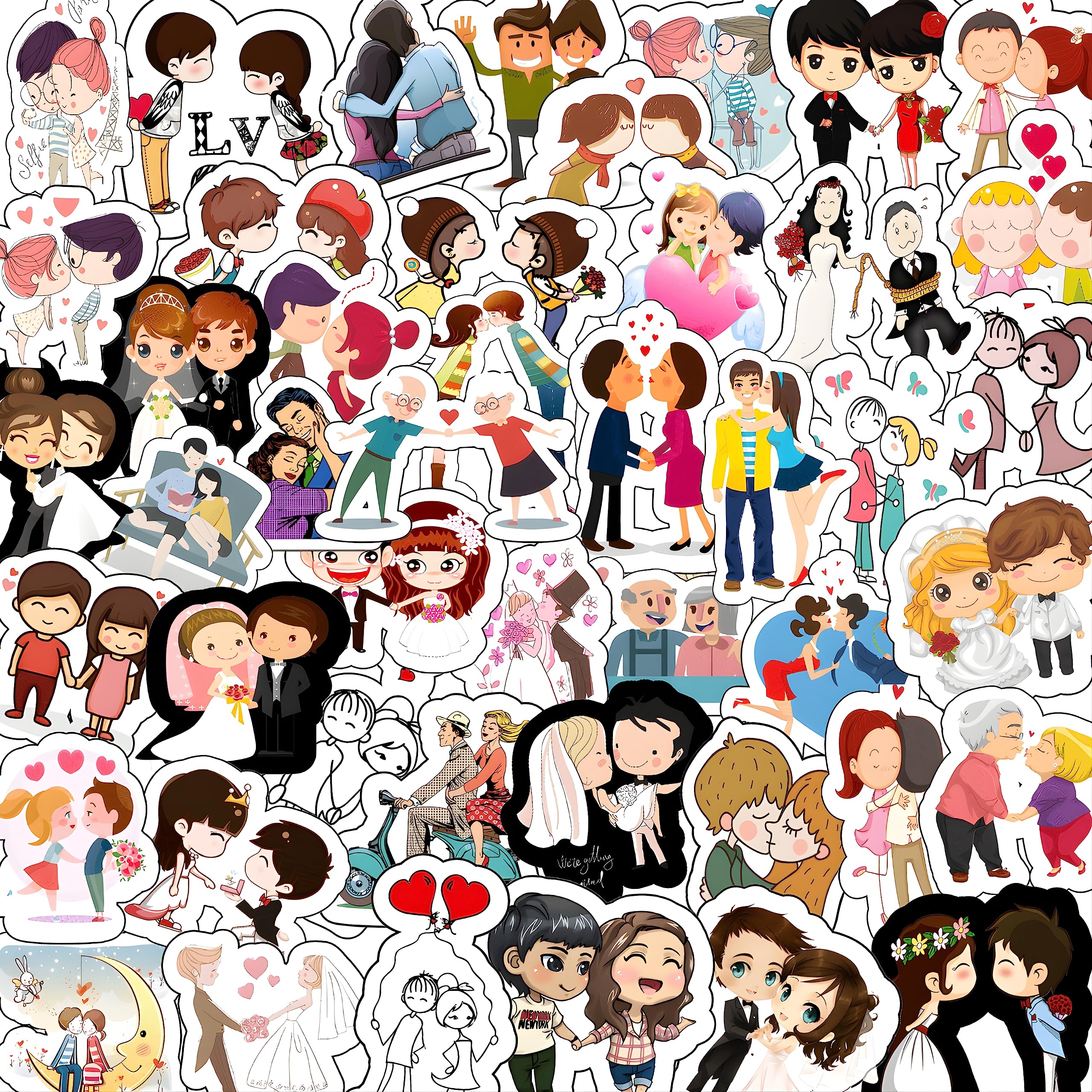 Alwin 50 pcs Vinyl Waterproof Love Couple Stickers for Laptops, Mobile ...