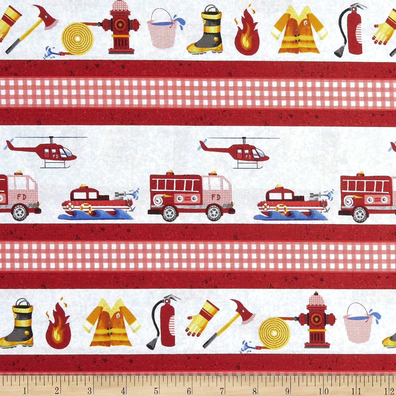 Amazon.com: Everyday Heroes Firefighter Stripe Red, Quilting Fabric by ...