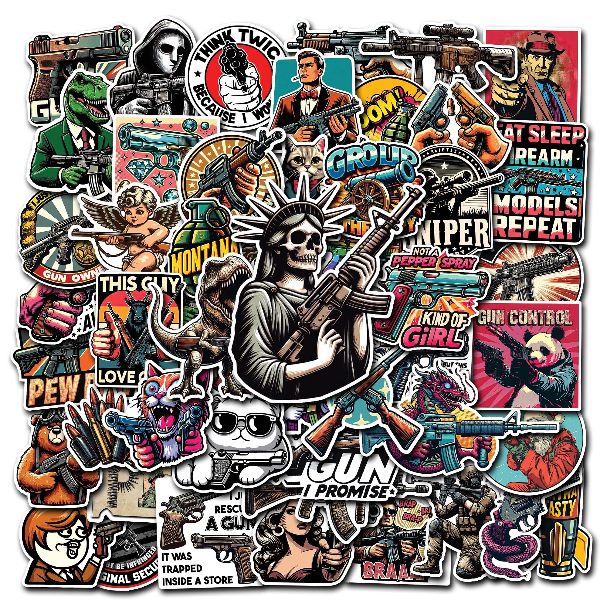 Amazon.com: WESILY Pack 50 PCS Funny Gun Stickers Firearm Tactical ...